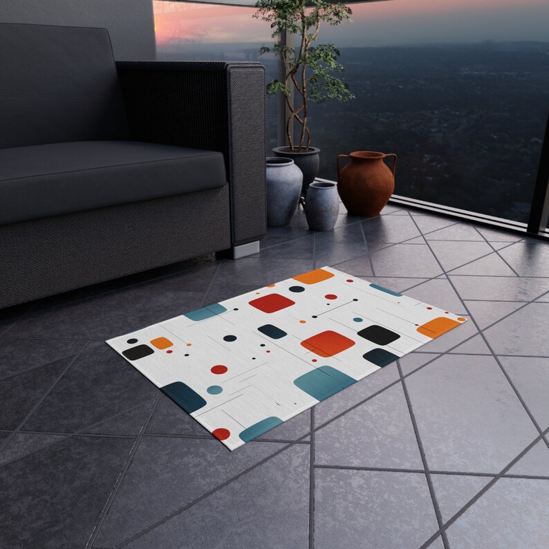 Outdoor Rug Mid Century Modern, Welcome Mat , Mid Century Modern Rug ...