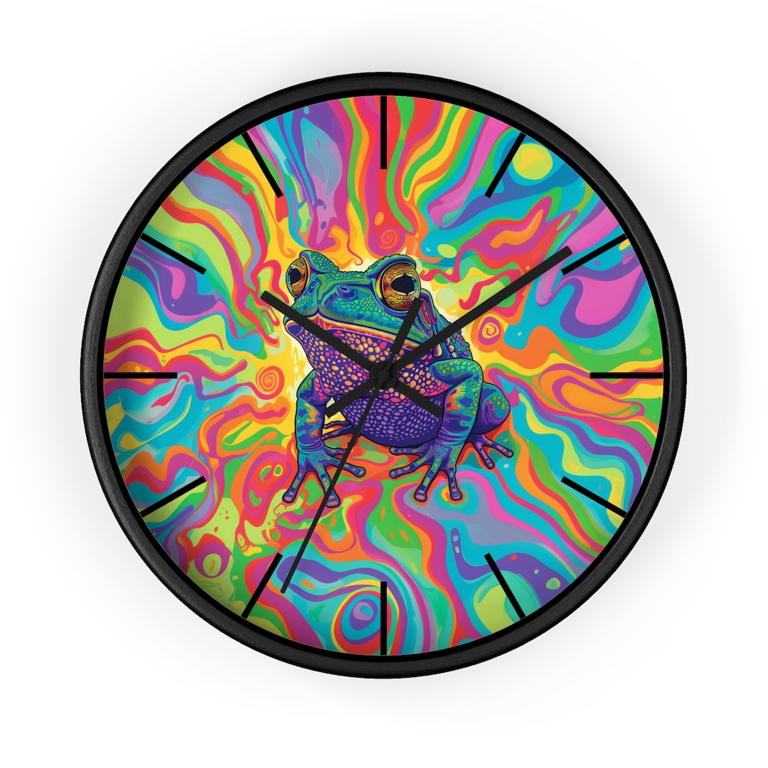 Trippy Clock Wood Psychedelic Wall Clock Abstract Large Wall Clock ...