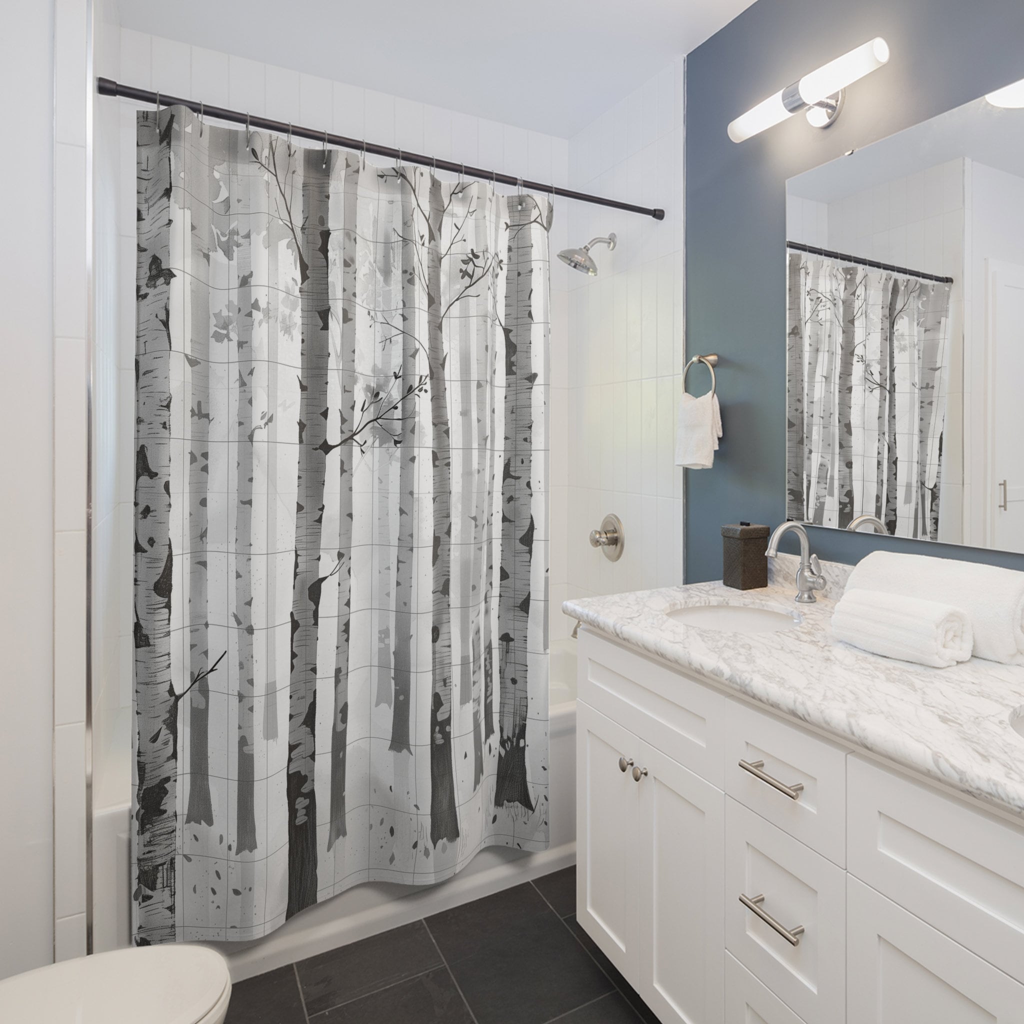 Birch Trees, Watercolour, White Birch Forest Shower Curtain Bathroom ...