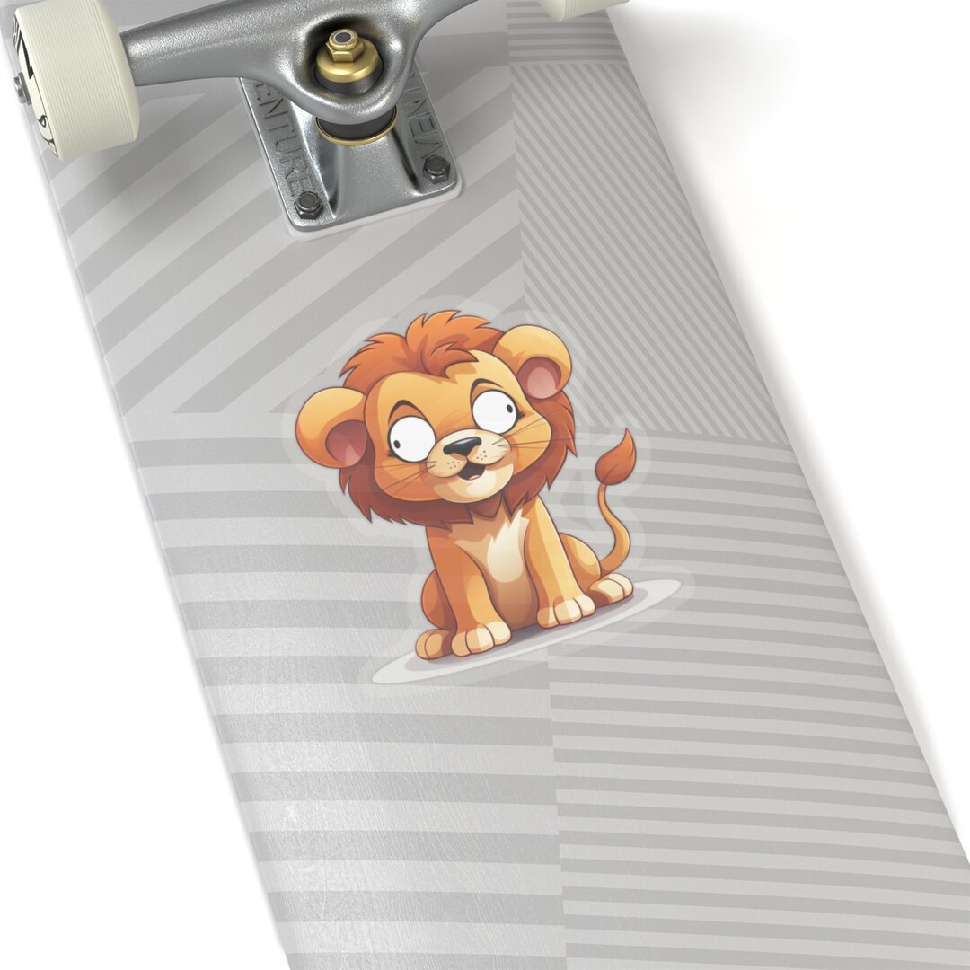 Cute Lion Kiss-cut Sticker, Derpy Lion Graphic Sticker, Lion Sticker ...