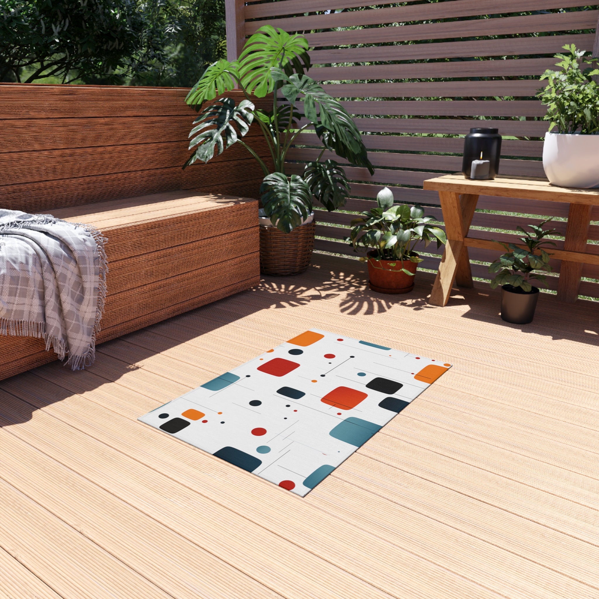 Outdoor Rug Mid Century Modern, Welcome Mat , Mid Century Modern Rug ...