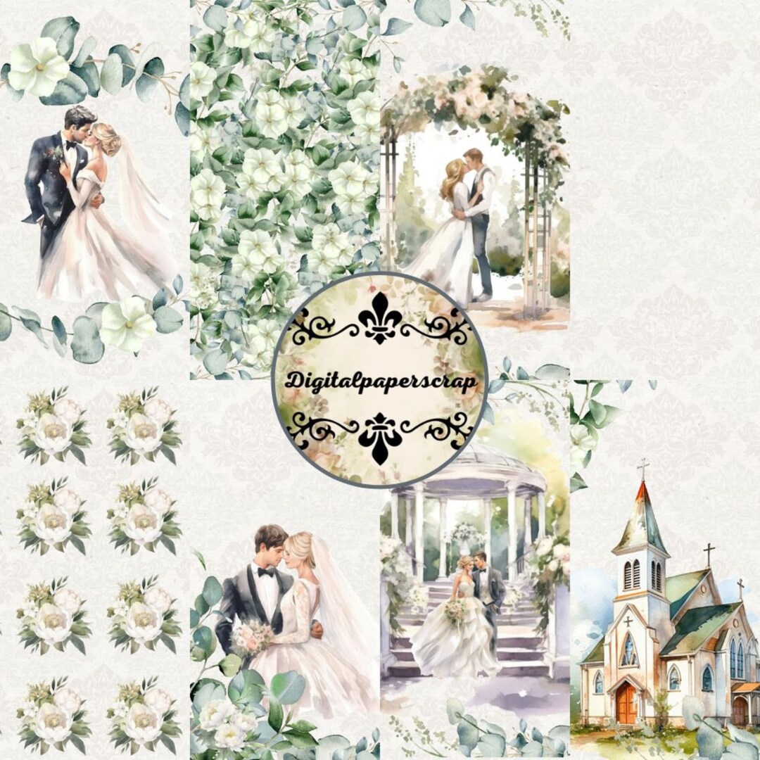 White Wedding Digital Paper - Etsy