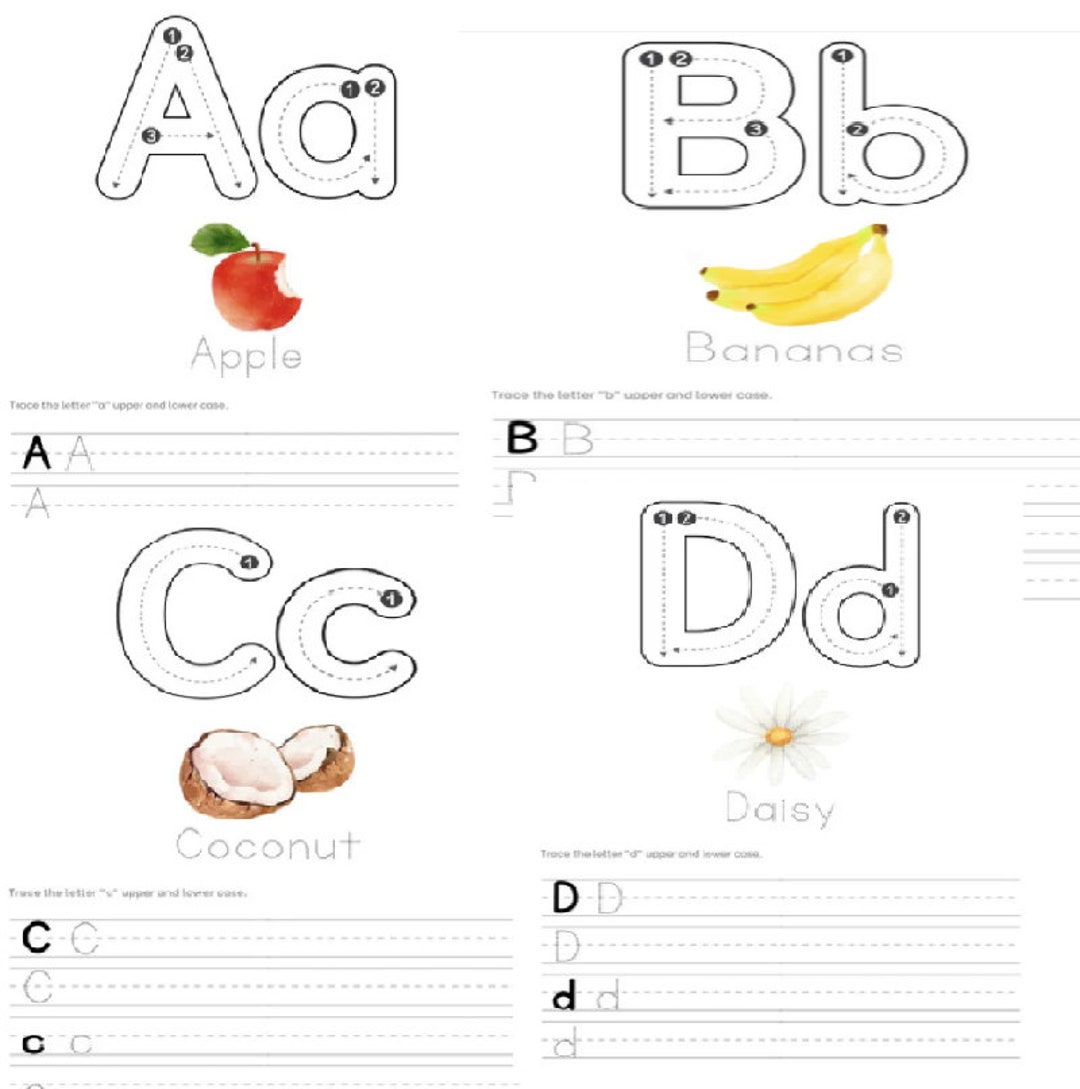26 Printable Uppercase and Lowercase Alphabet Tracing - Etsy
