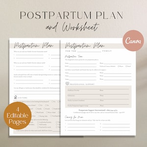 Editable Postpartum Plan and Worksheet: Doula Template for New Clients ...