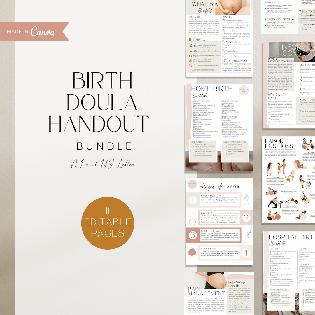 Birth Doula Handout Bundle, Birth Doula Client Handouts, Childbirth ...