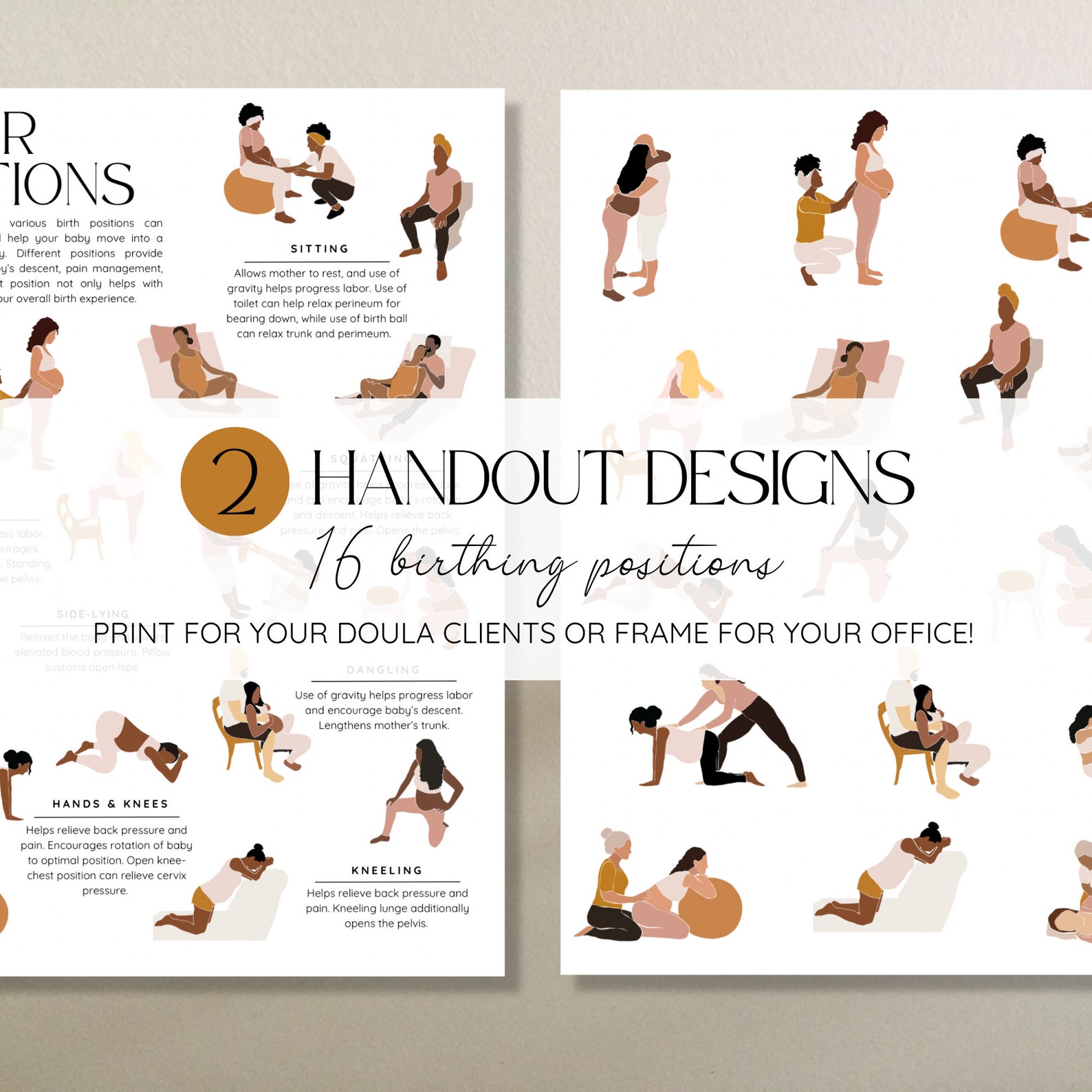 Labor Positions Handout, Birth Positions Handout, Labor and Delivery ...