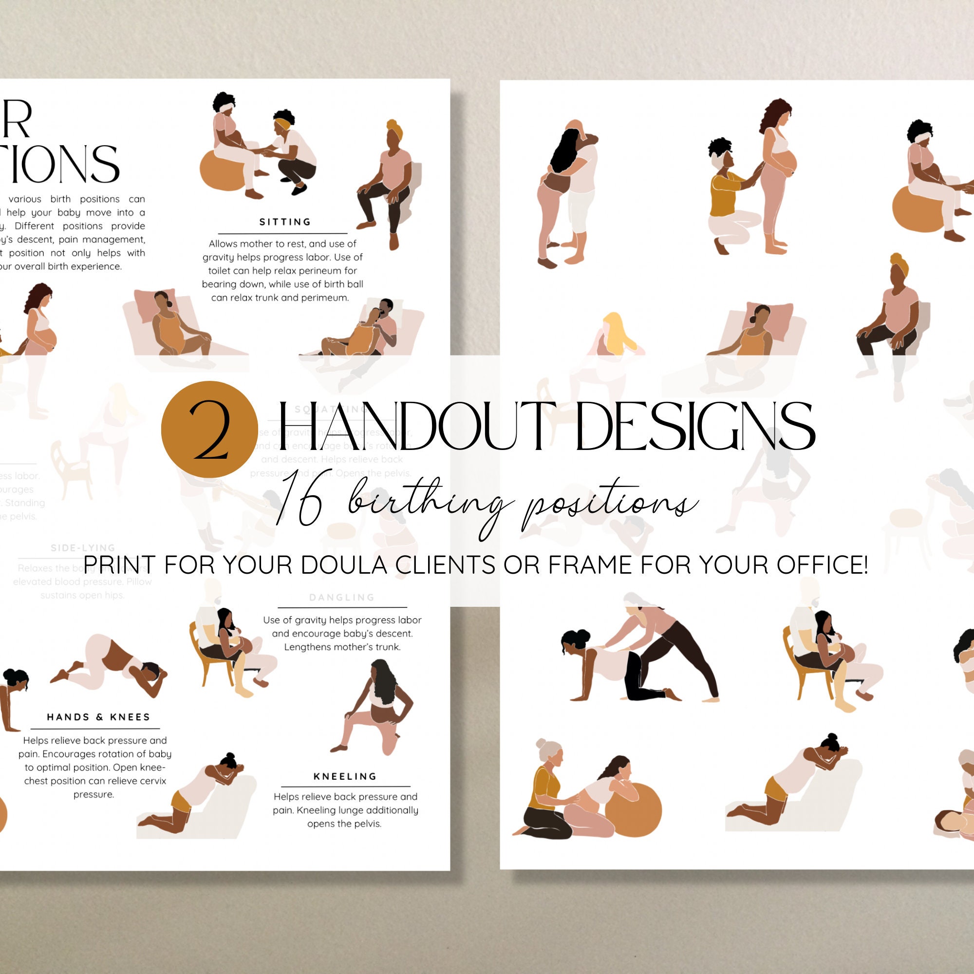 Labor Positions Handout Birth Positions Handout Labor And Etsy