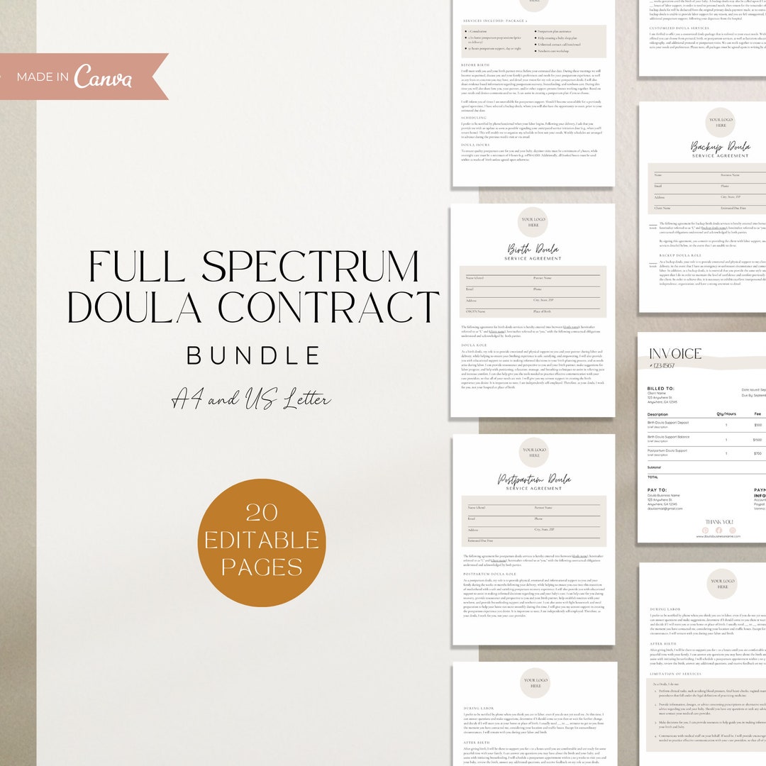 Full Spectrum Doula Contract Bundle: Birth, Postpartum, and Backup ...