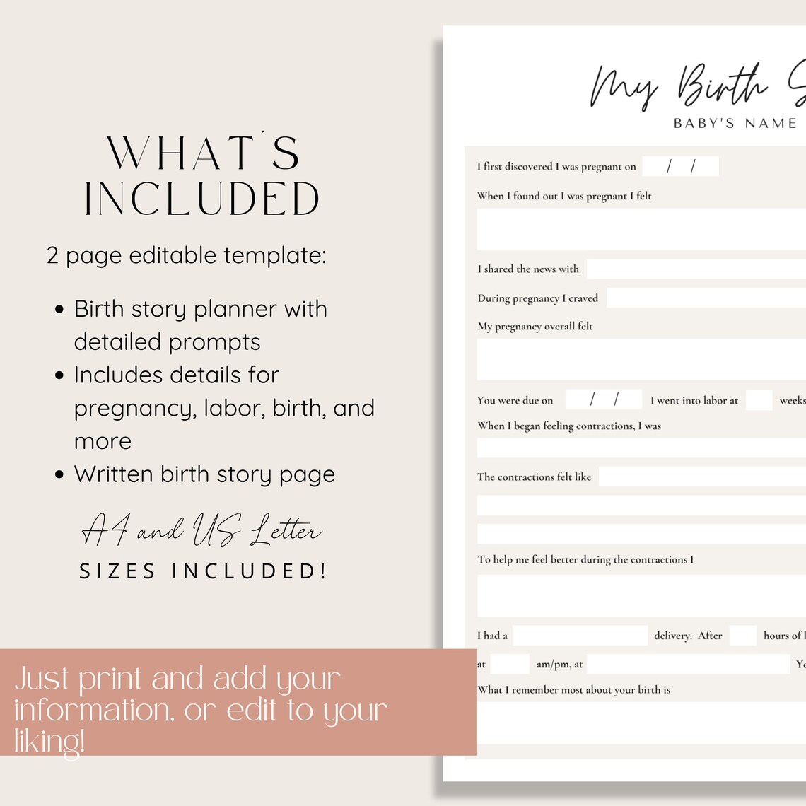Birth Story, Birth Story Form for New Moms, Birth Planning, Birth Doula ...
