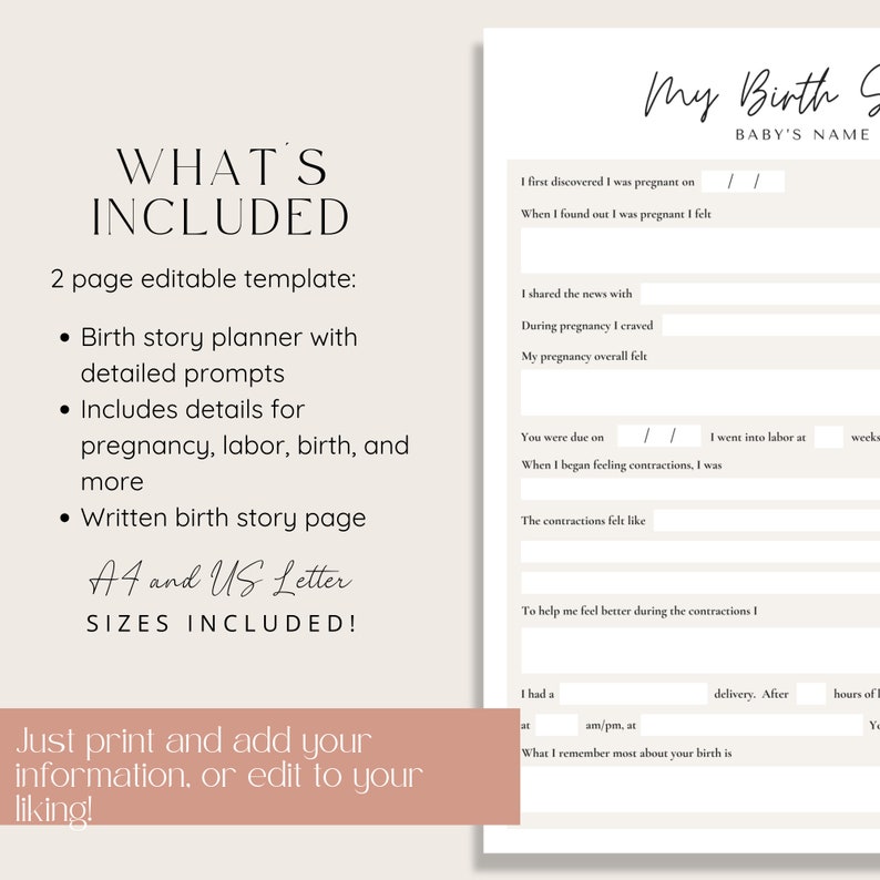 Birth Story, Birth Story Form for New Moms, Birth Planning, Birth Doula ...