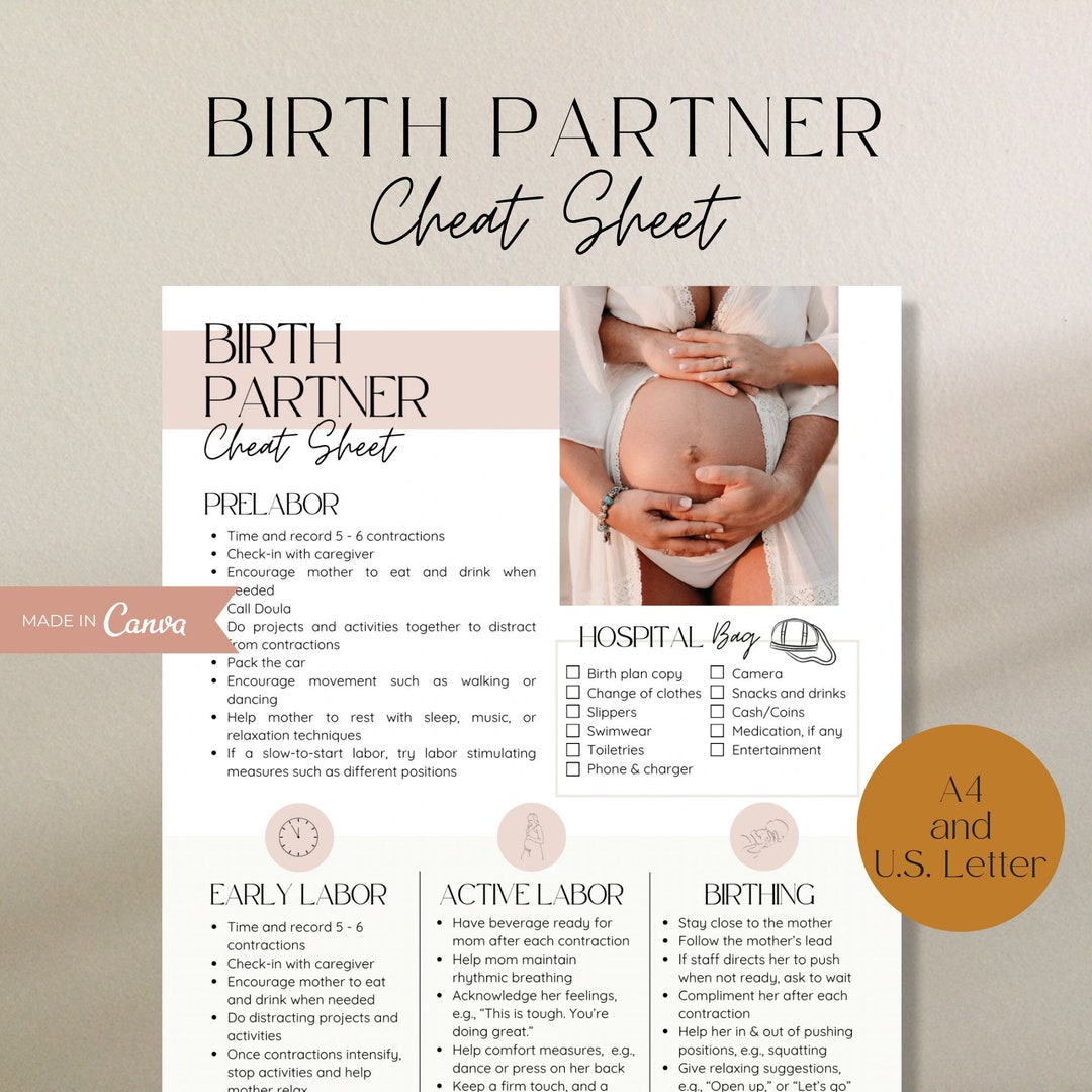Birth Partner Cheat Sheet for New Doula Clients Birth Partner - Etsy