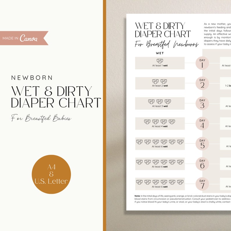 Newborn Wet and Dirty Diaper Chart, Newborn Diaper Output, Newborn Care ...