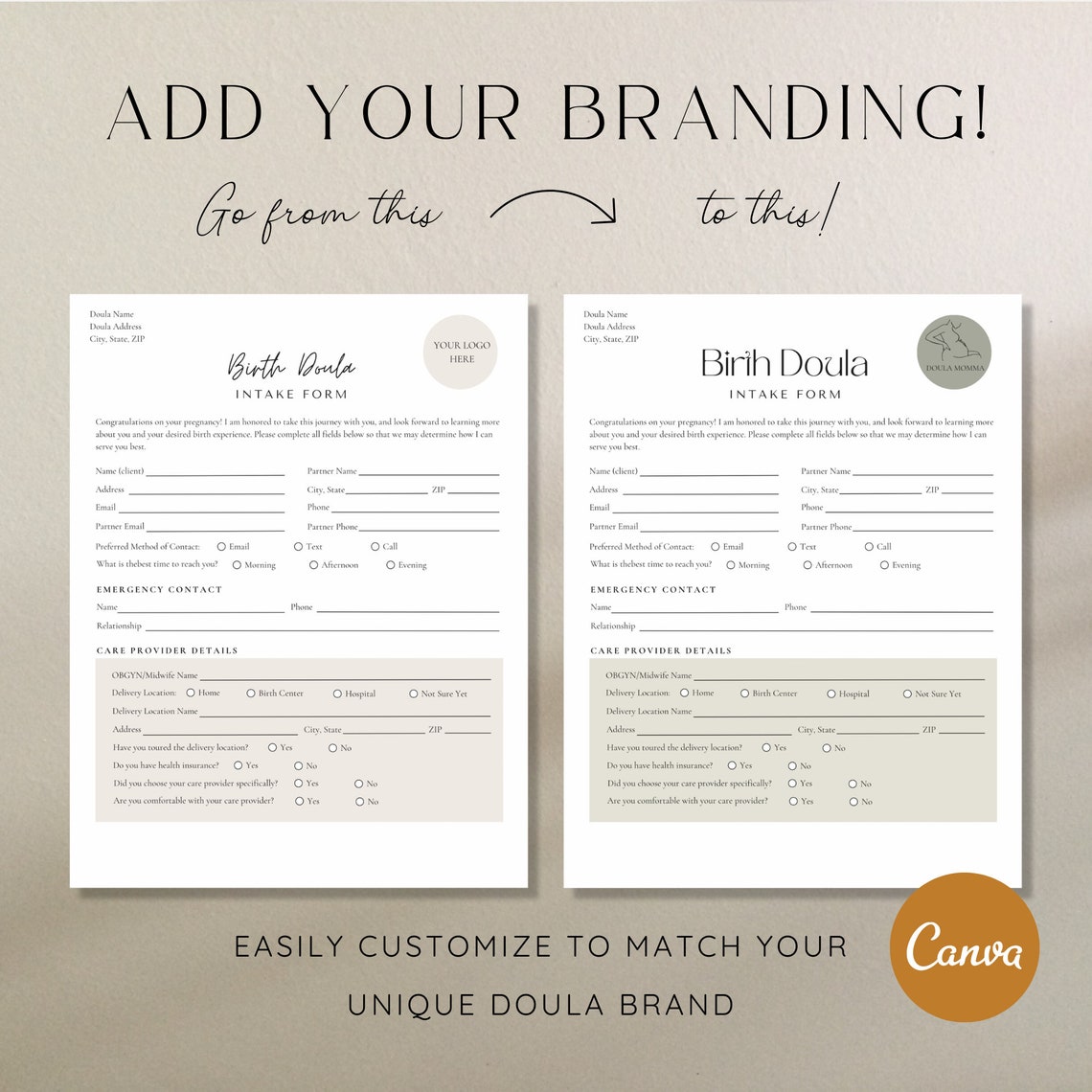 Doula Intake Form, Doula Intake Questionnaire, Doula Client ...