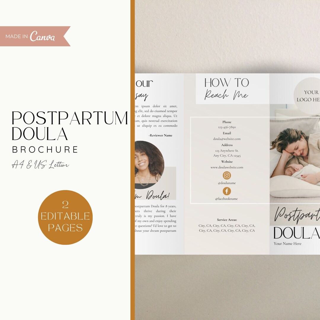 Postpartum Doula Brochure, Doula Trifold Brochure, Doula Brochure ...