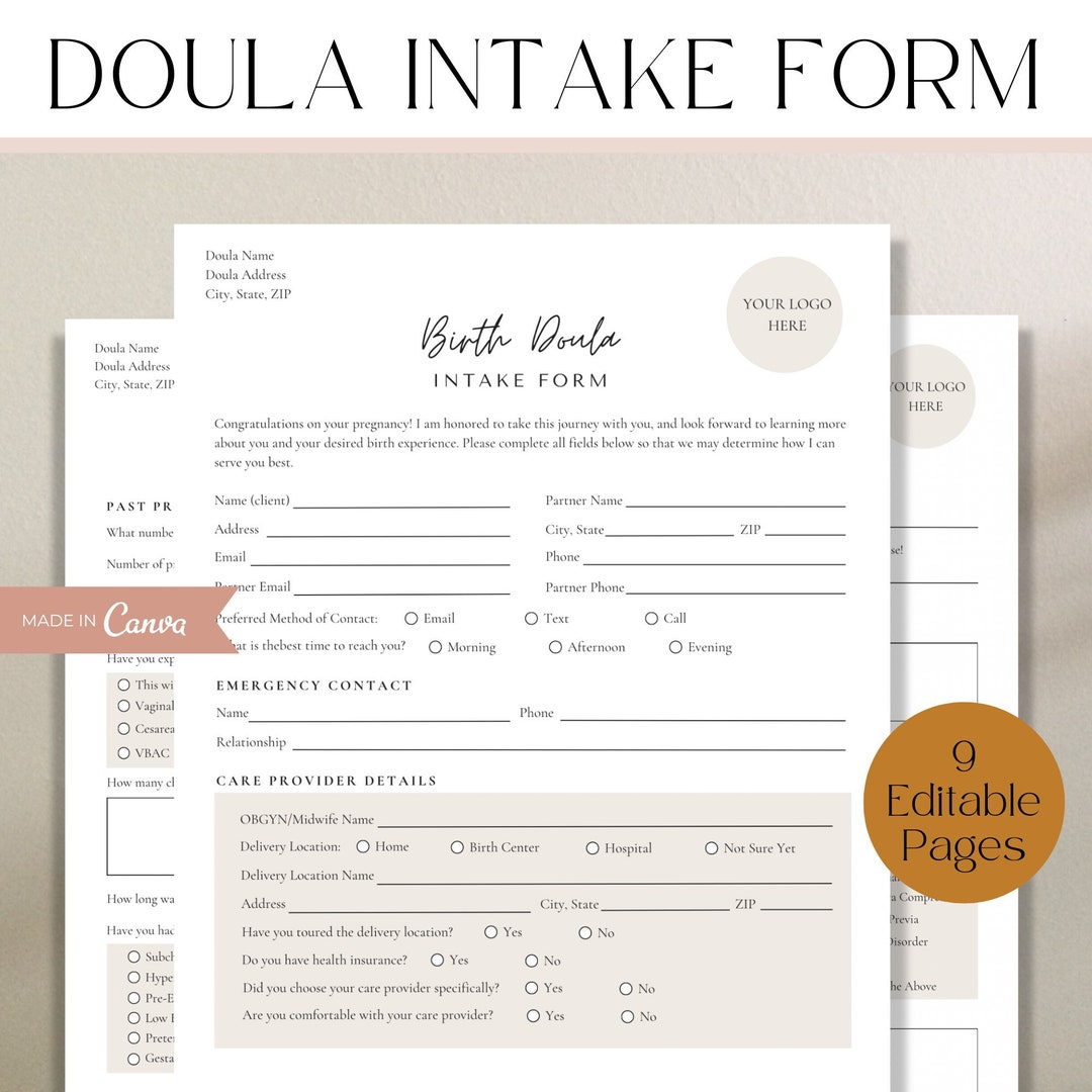 Doula Intake Form Doula Intake Questionnaire Doula Client - Etsy