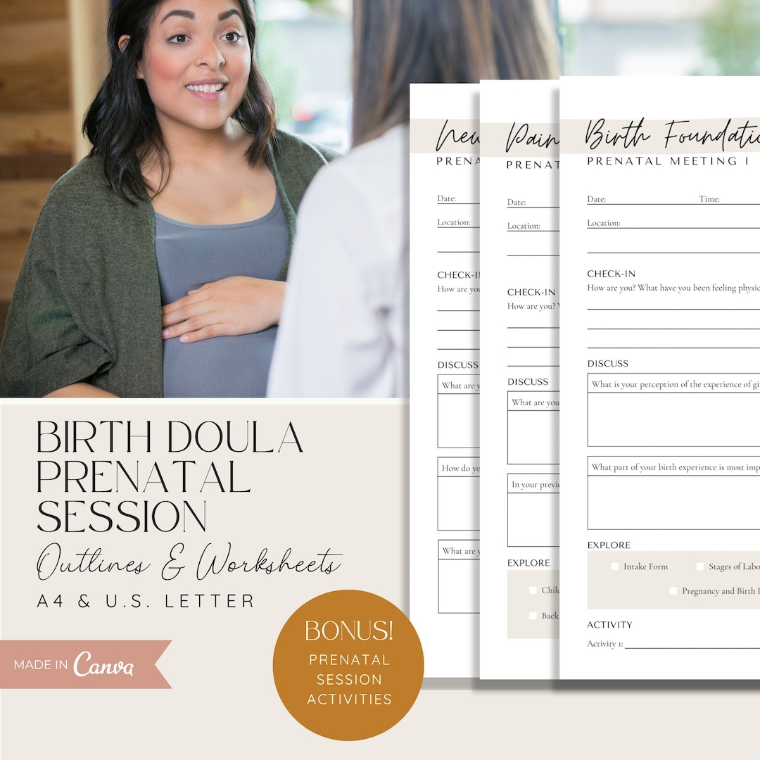Birth Doula Prenatal Session Outlines & Worksheets (canva Editable ...