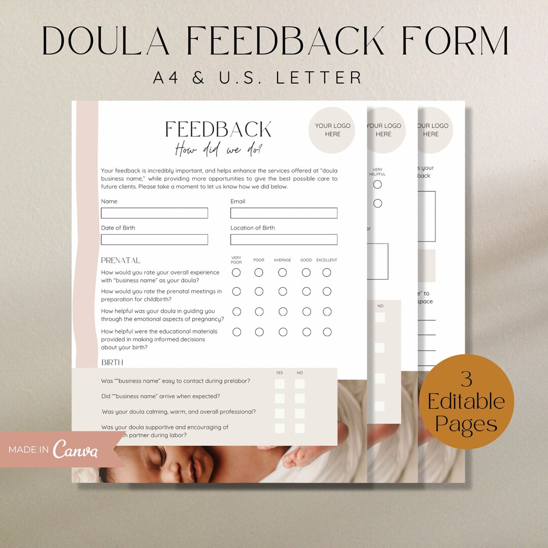 Doula Feedback Form Doula Evaluation Form Doula Review - Etsy