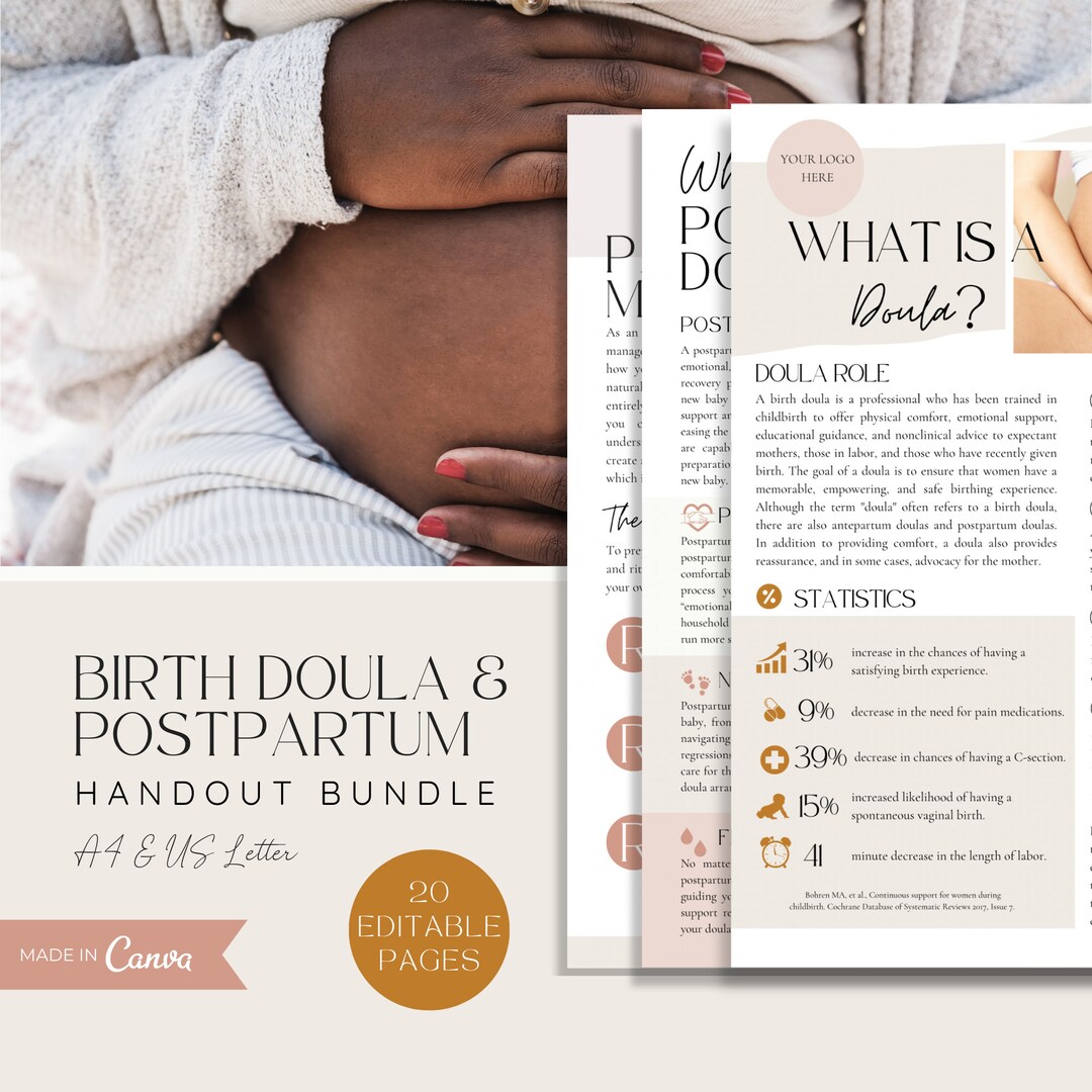 Birth and Postpartum Handout Bundle, Birth Doula Handouts, Birth ...