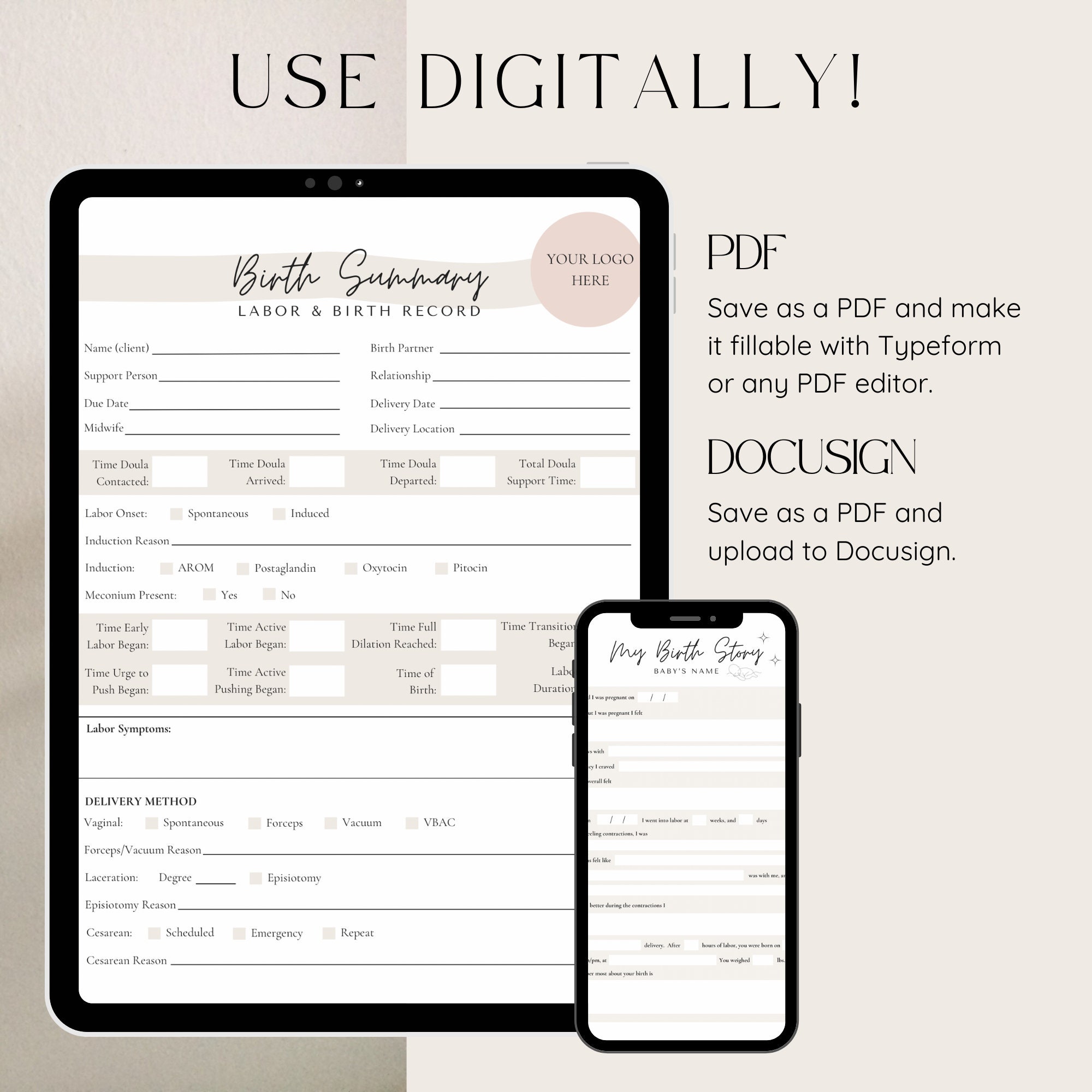 Doula Client Info and Communication Forms, Doula Client Tracker, Doula Visit, Birth Summary ...