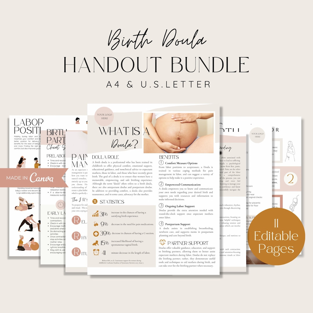 Birth Doula Handout Bundle, Birth Doula Client Handouts, Childbirth ...