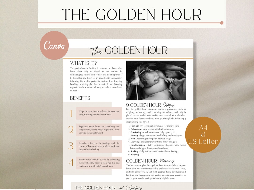 Golden Hour Handout, Skin to Skin Handout, Golden Hour Labor, Birth ...