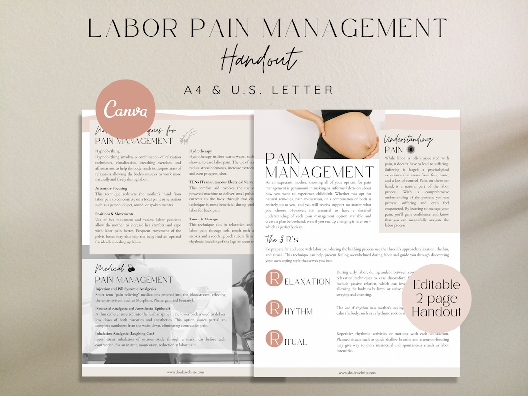 Labor Pain Management Handout, Natural Pain Management, Labor Pain ...