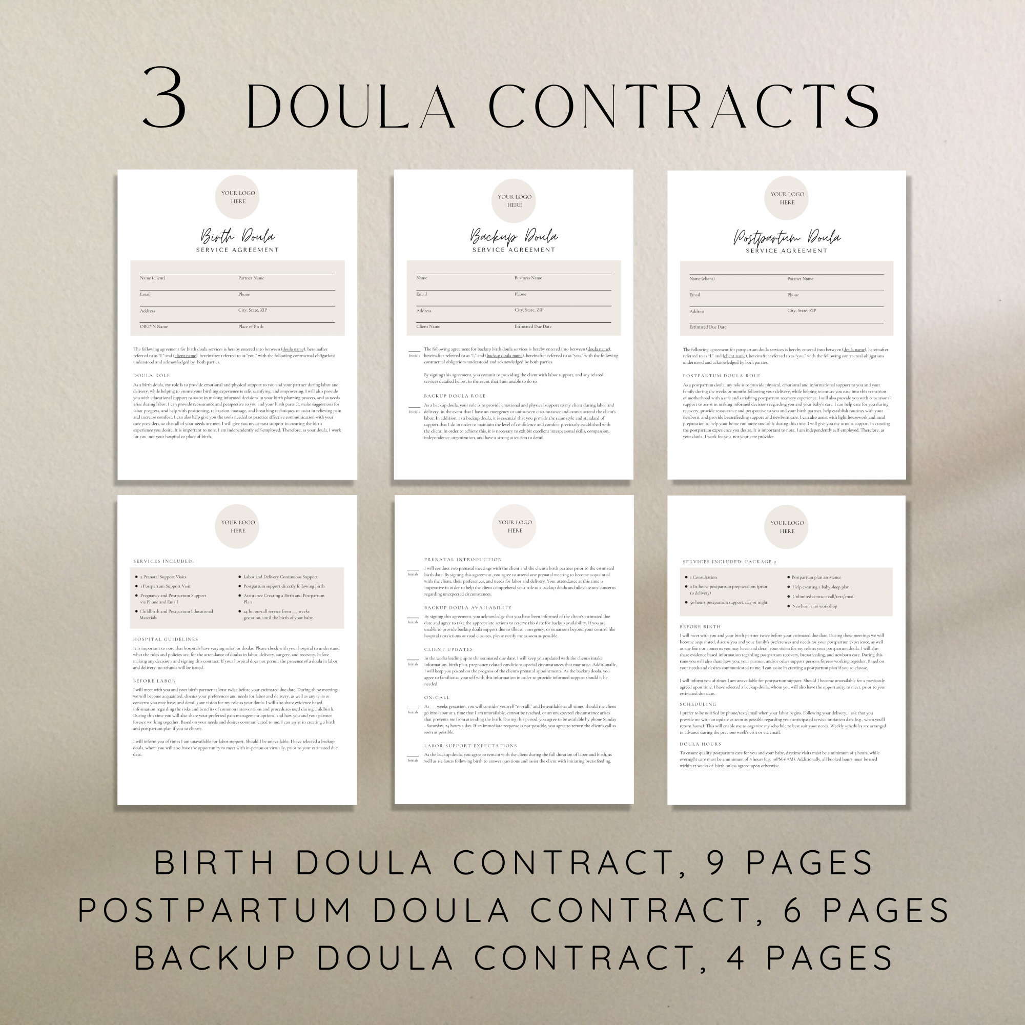 Full Spectrum Doula Contract Bundle, Birth Doula Contract, Postpartum ...