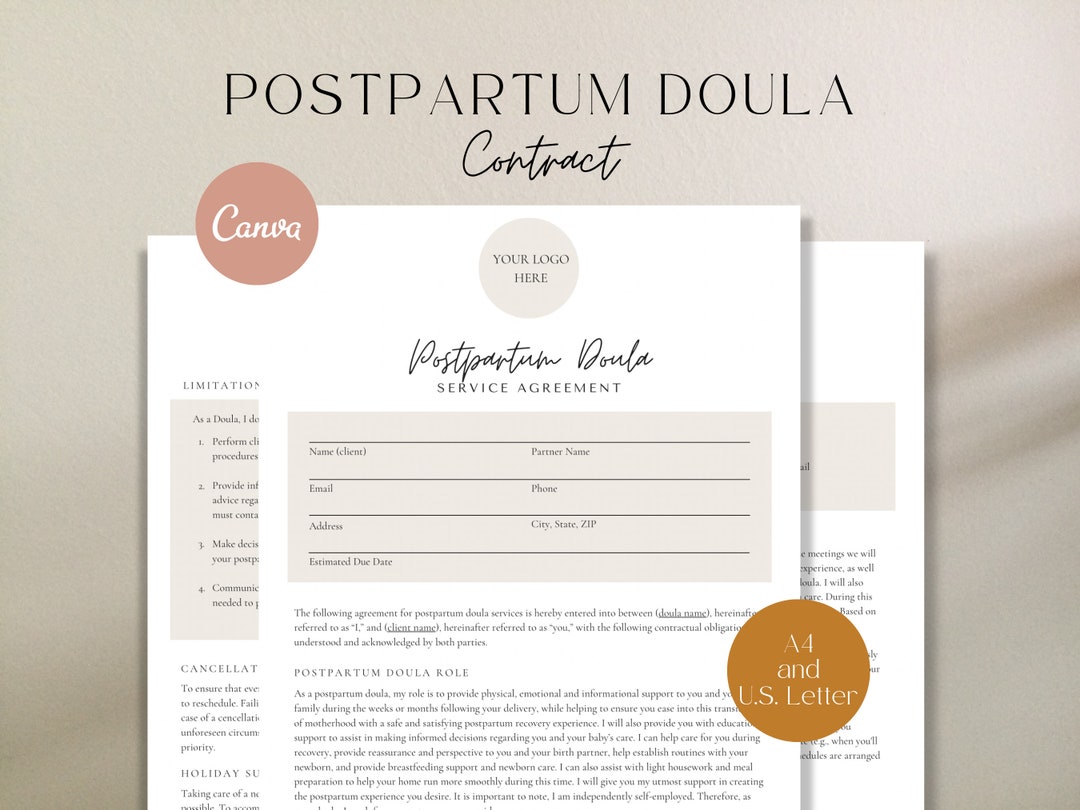 Postpartum Doula Contract, Postpartum Doula Service Agreement ...