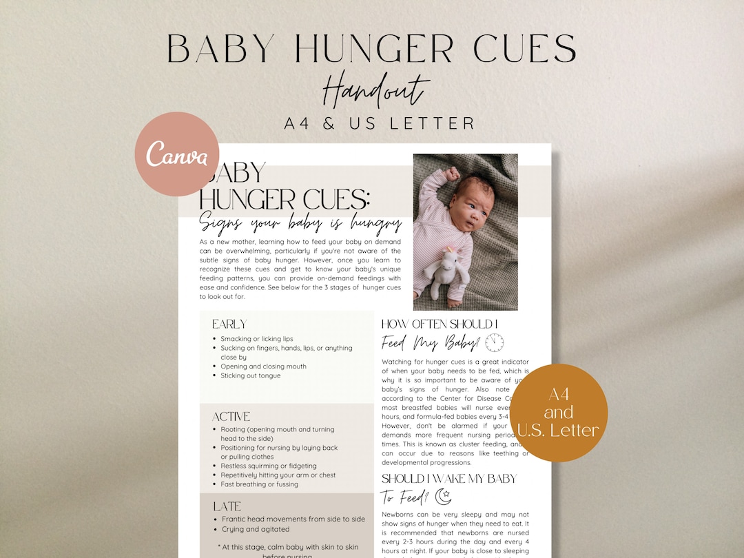Baby Hunger Cues Handout, Newborn Hunger Cues, Newborn Education, Birth ...