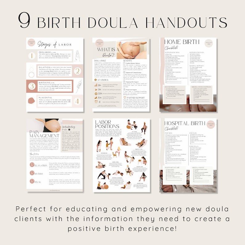 Birth Doula Handout Bundle, Birth Doula Client Handouts, Childbirth ...