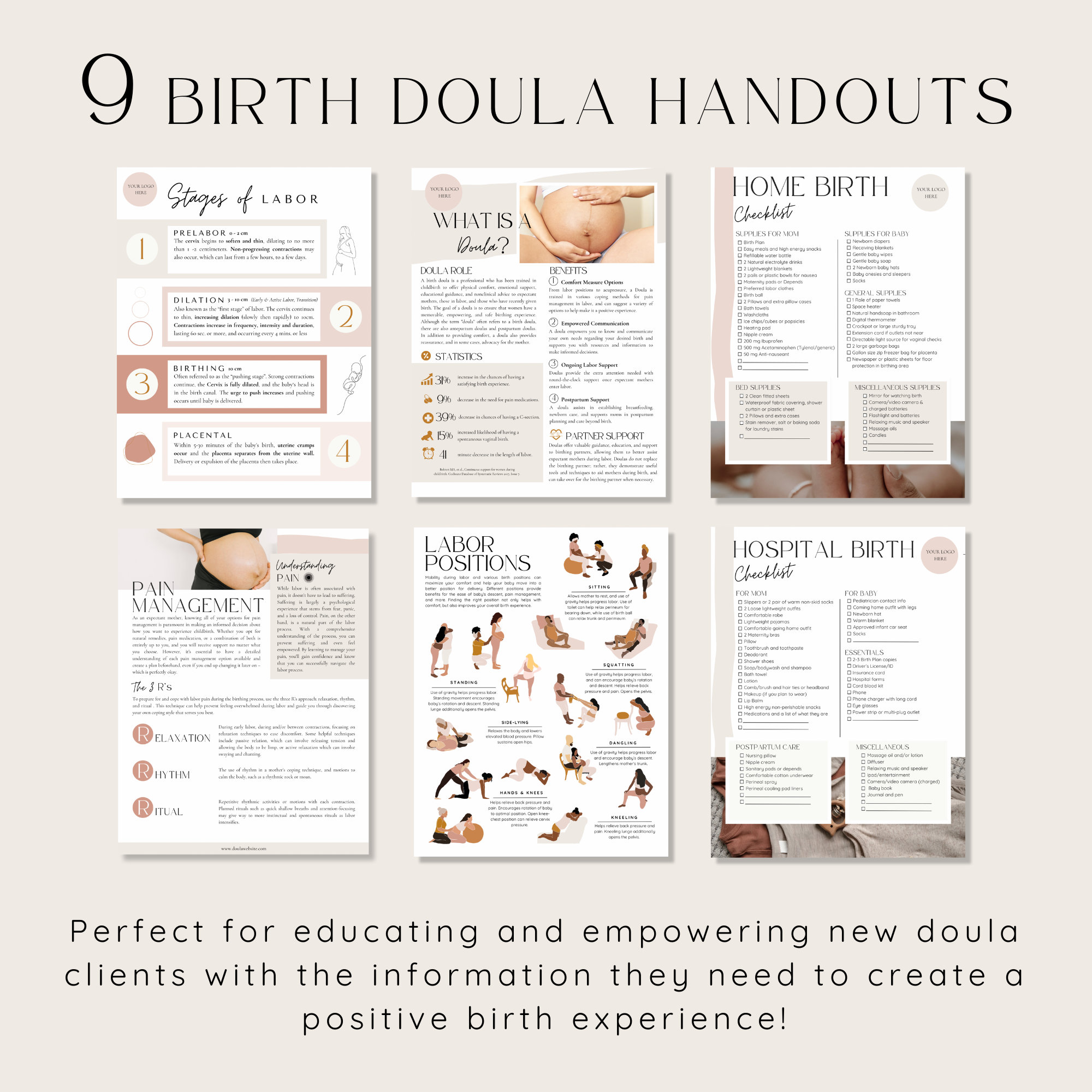 Birth Doula Handout Bundle, Birth Doula Client Handouts, Childbirth ...