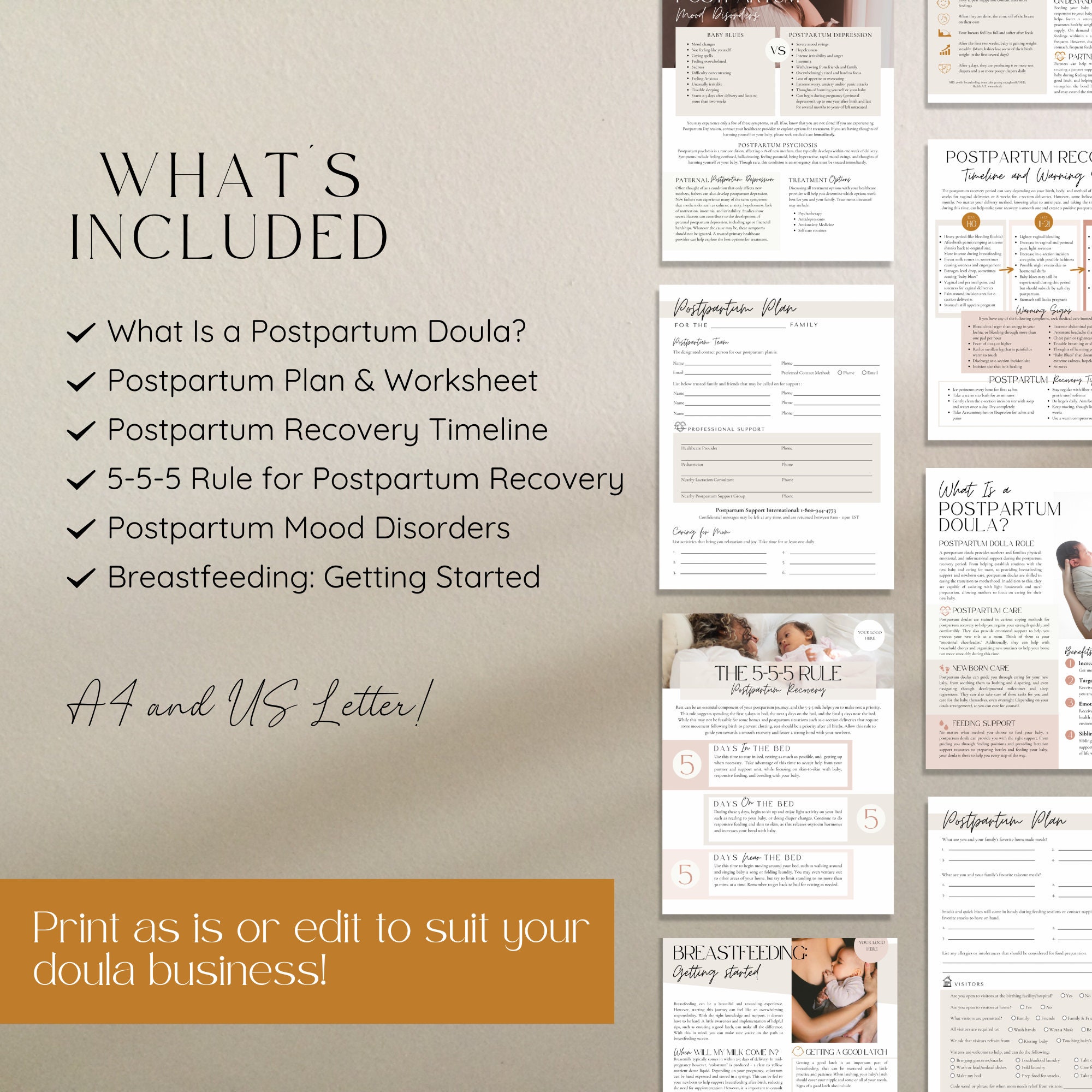 Postpartum Handout Bundle, Postpartum Doula Handouts, Postpartum ...