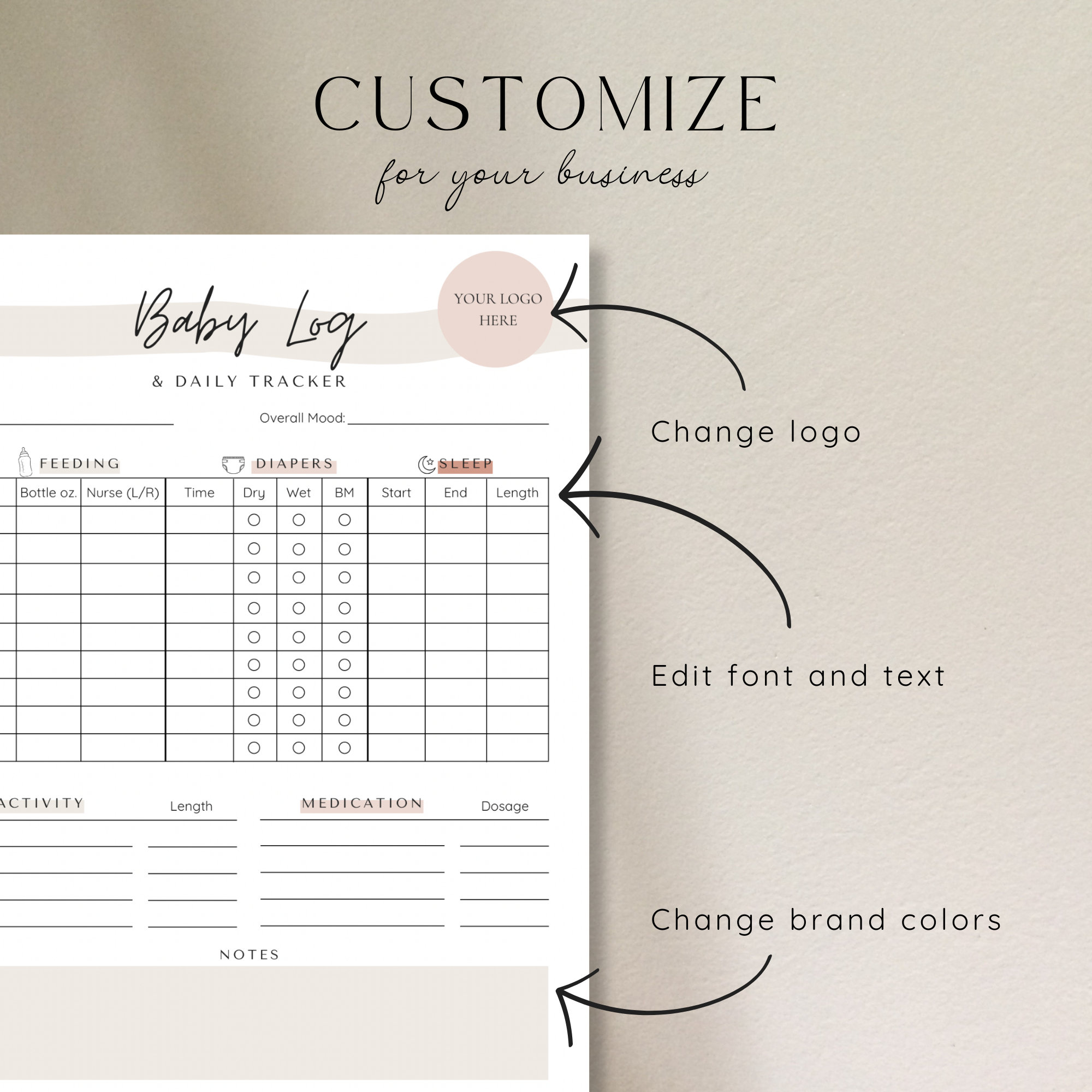Baby Log and Tracker, Daily Baby Tracker, Infant Care Tracker, Newborn ...
