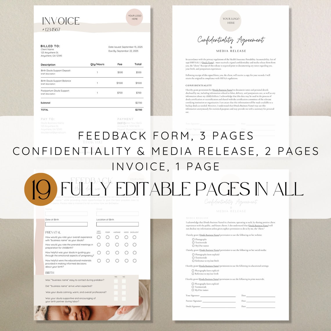 Doula Intake Forms Bundle for New Clients, New Client Intake Forms ...