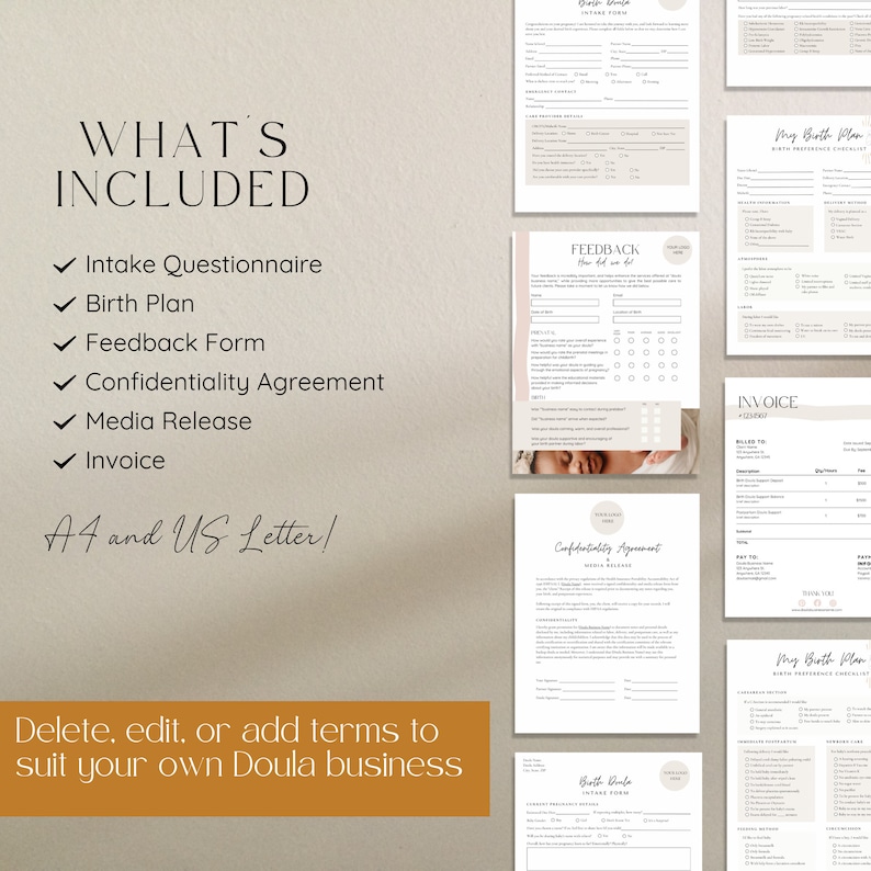 Doula Intake Forms Bundle for New Clients, New Client Intake Forms ...