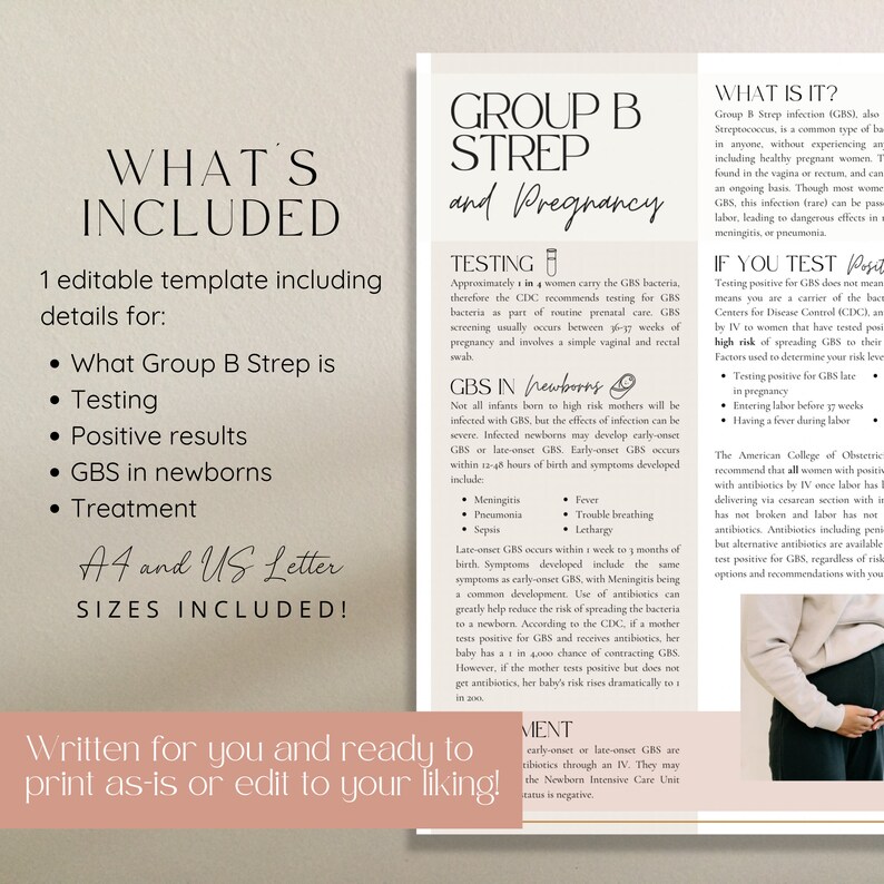 Group B Strep Handout, GBS Handout, Birth Doula Handout, Group B Strep ...