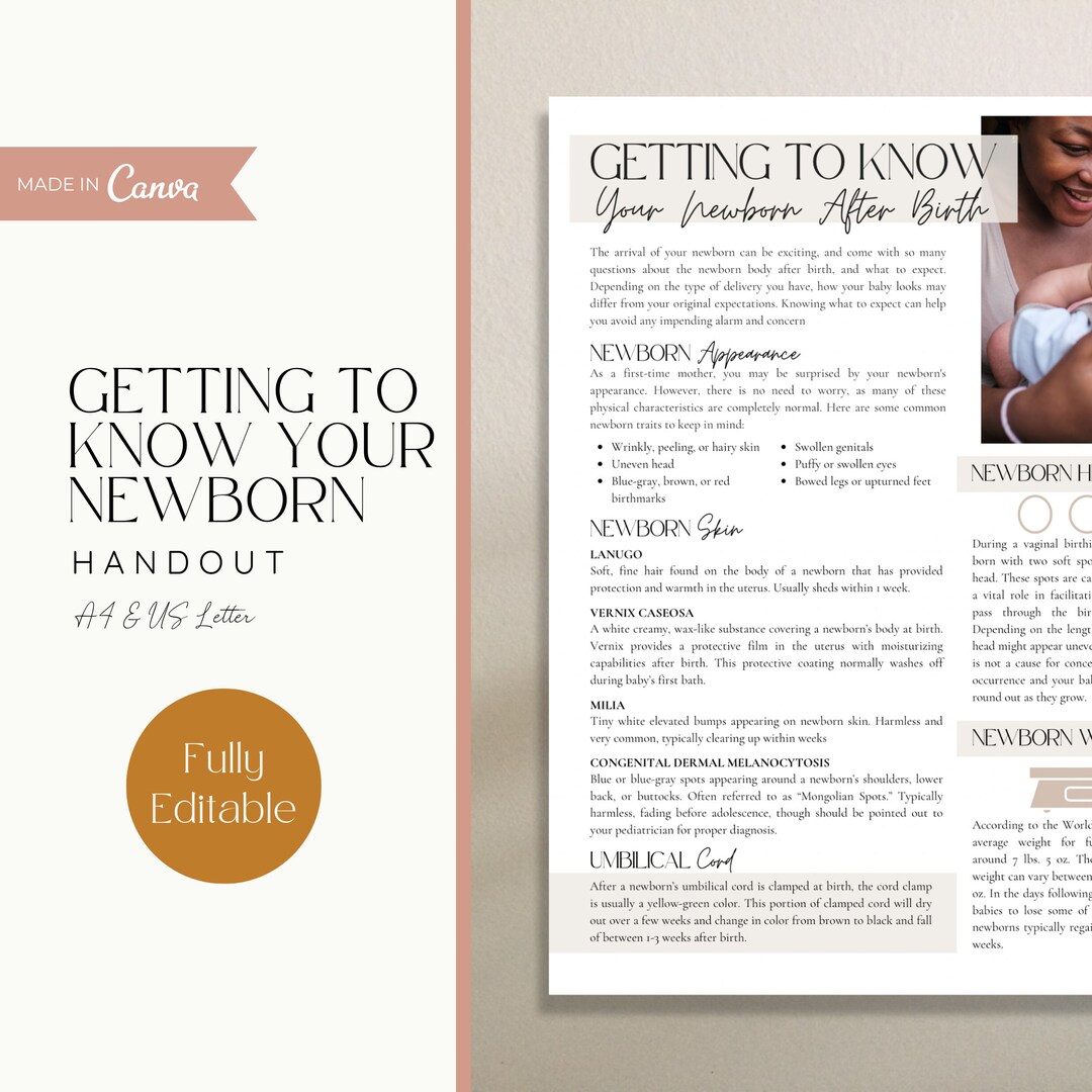 Getting to Know Your Newborn After Birth Handout, Newborn Appearance ...