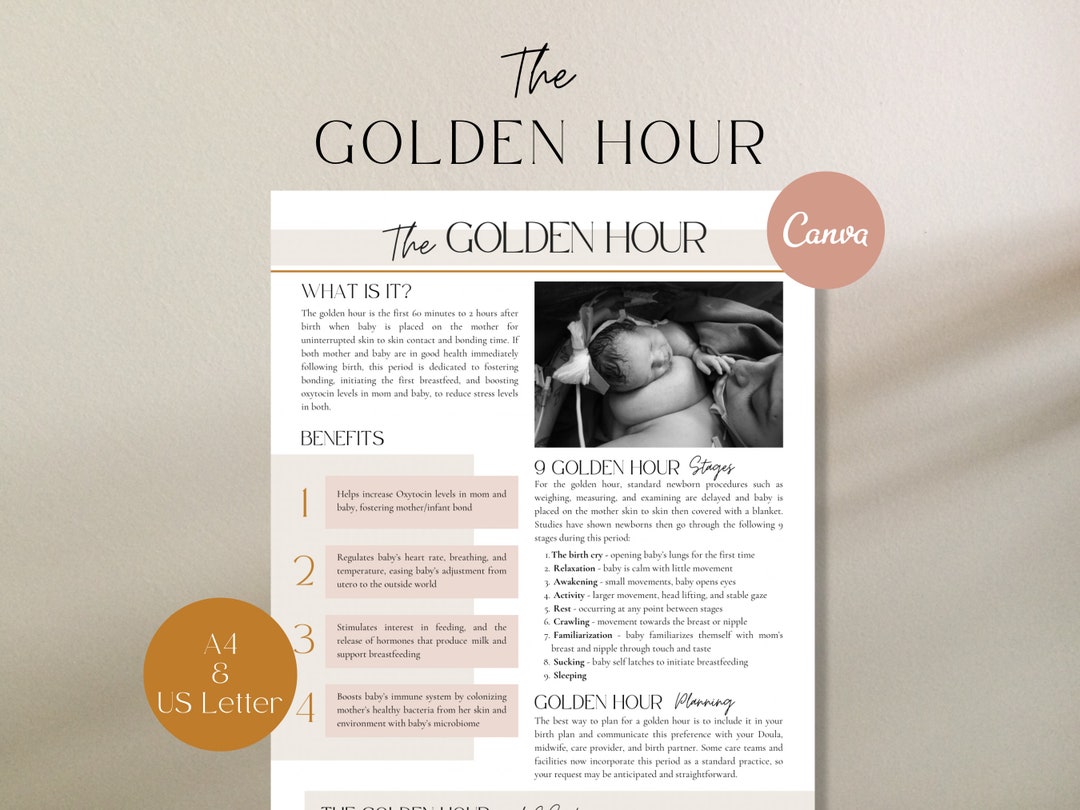 Golden Hour Handout, Skin to Skin Handout, Golden Hour Labor, Birth ...