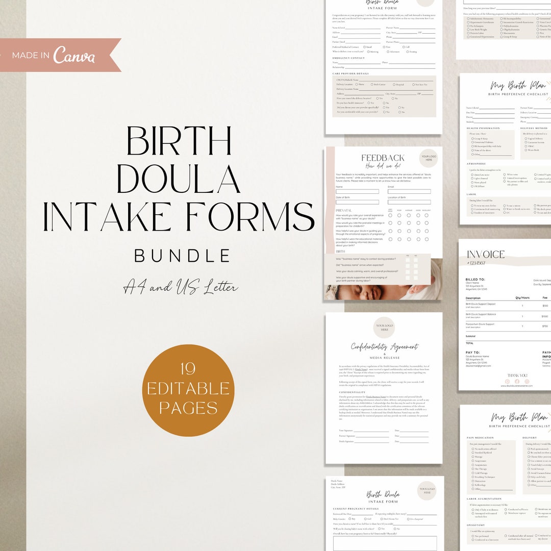 Doula Intake Forms Bundle for New Clients New Client Intake - Etsy