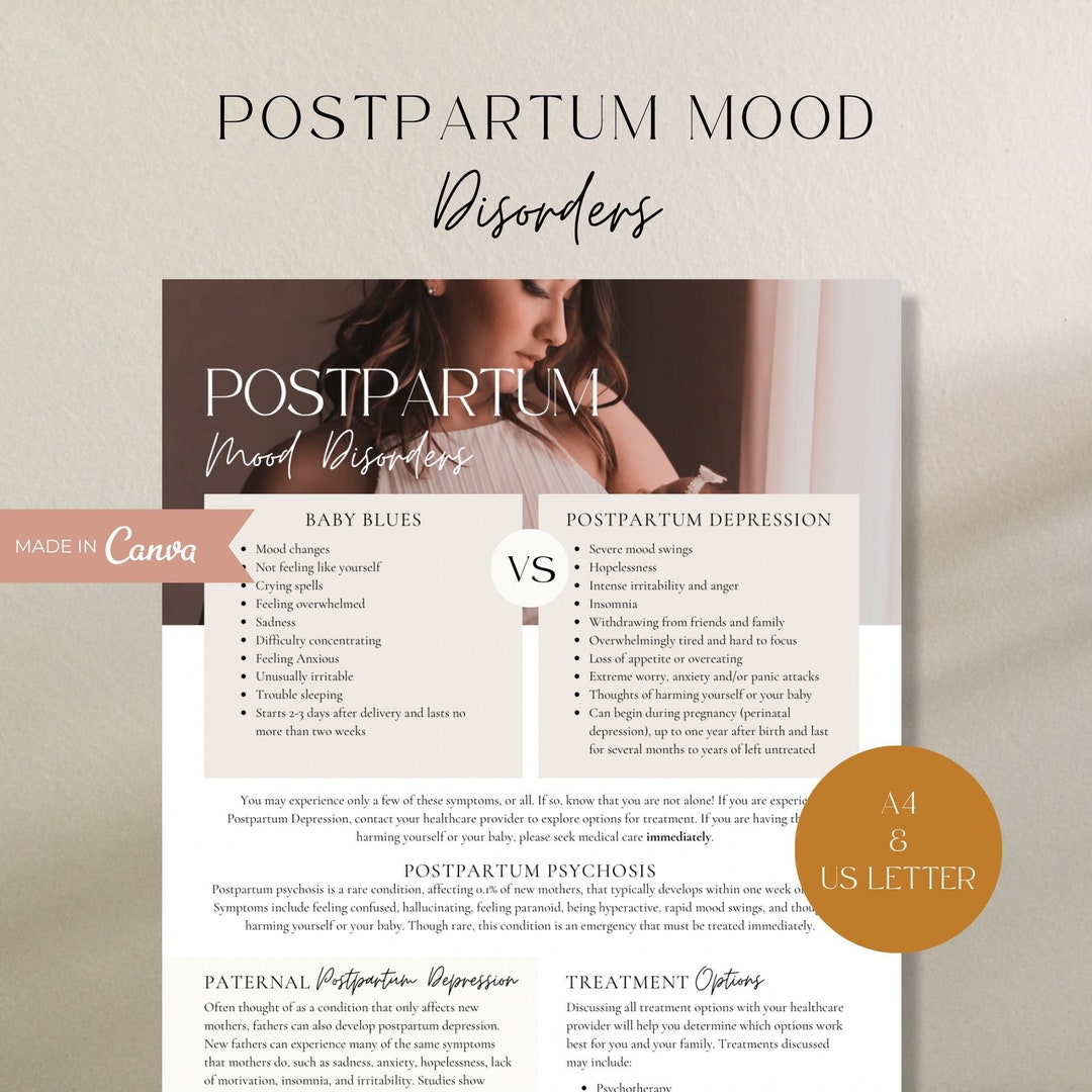 Postpartum Mood Disorders Handout Postpartum Planning - Etsy