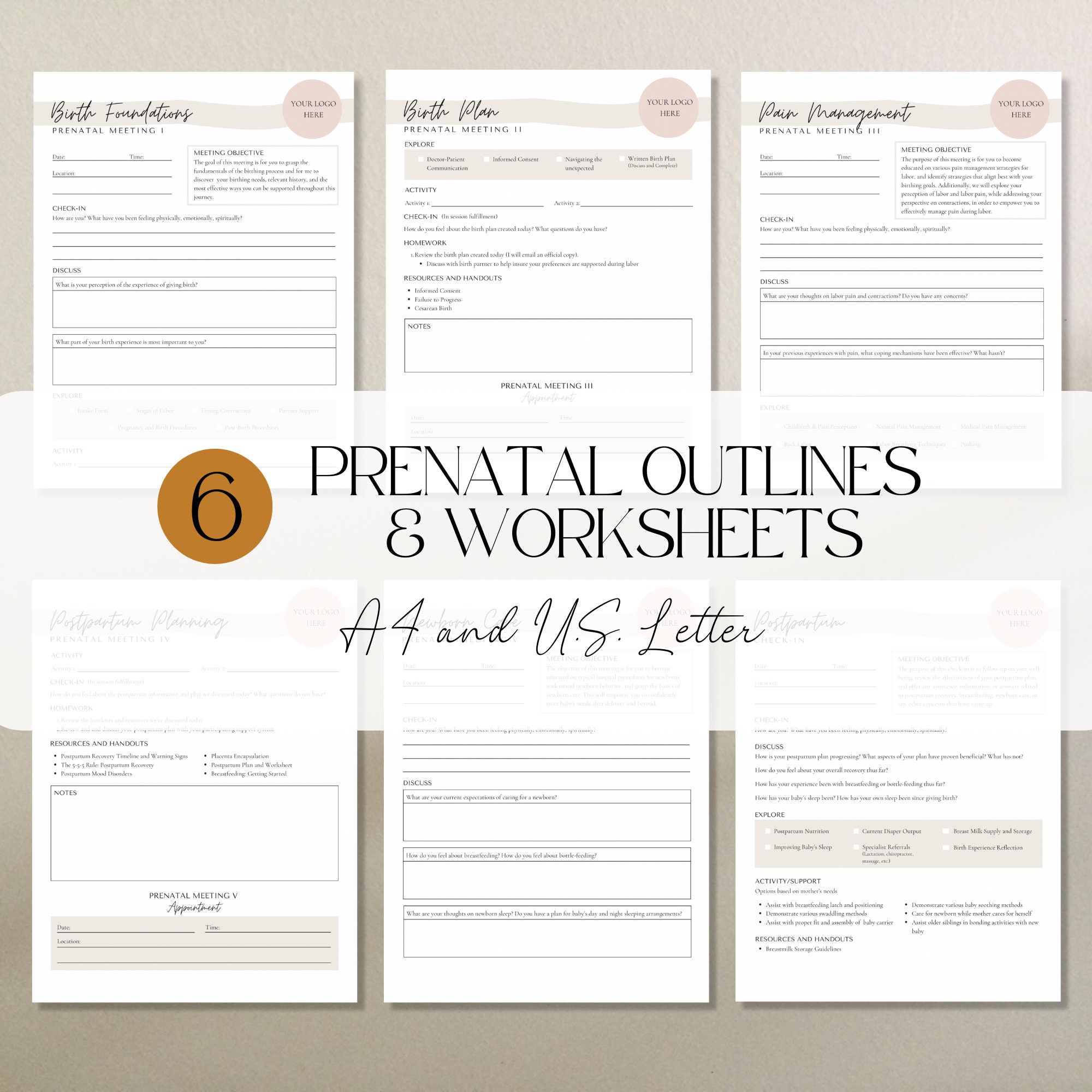 Birth Doula Prenatal Session Outlines & Worksheets (canva Editable ...