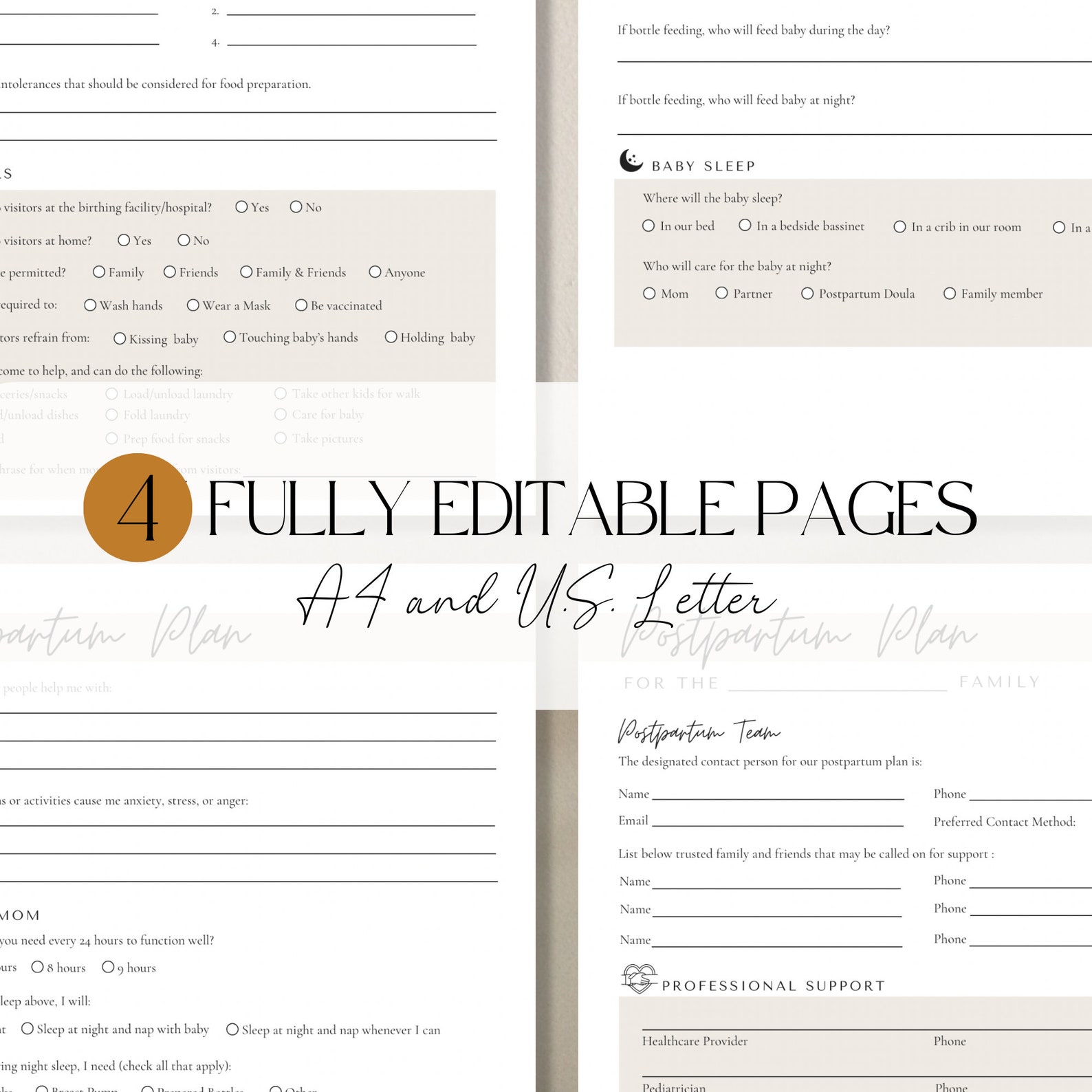 Postpartum Plan and Worksheet, Postpartum Plan, Postpartum Doula ...