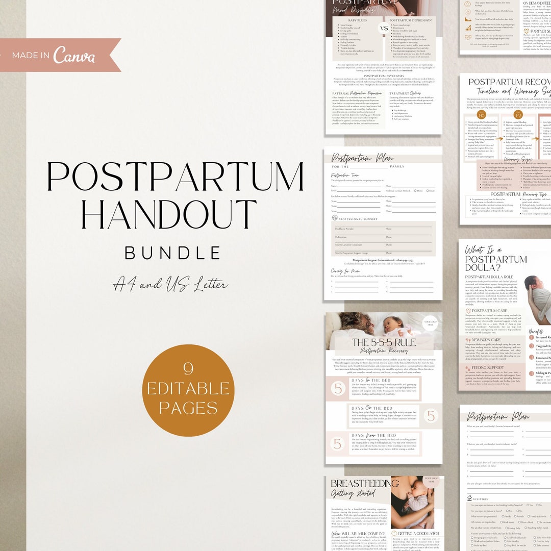 Postpartum Handout Bundle, Postpartum Doula Handouts, Postpartum ...