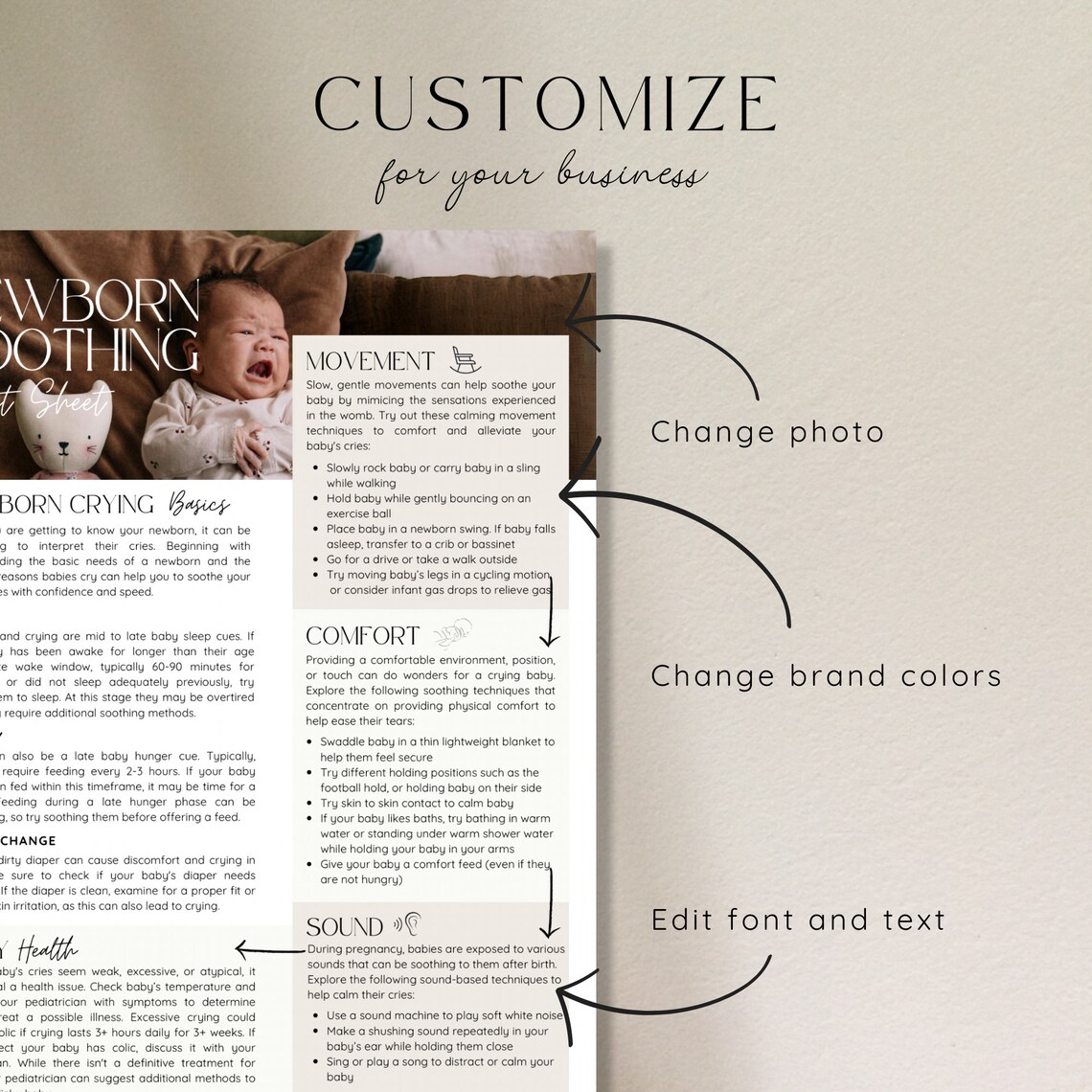 Newborn Soothing Cheat Sheet, Baby Soothing Guide, How to Soothe Baby ...