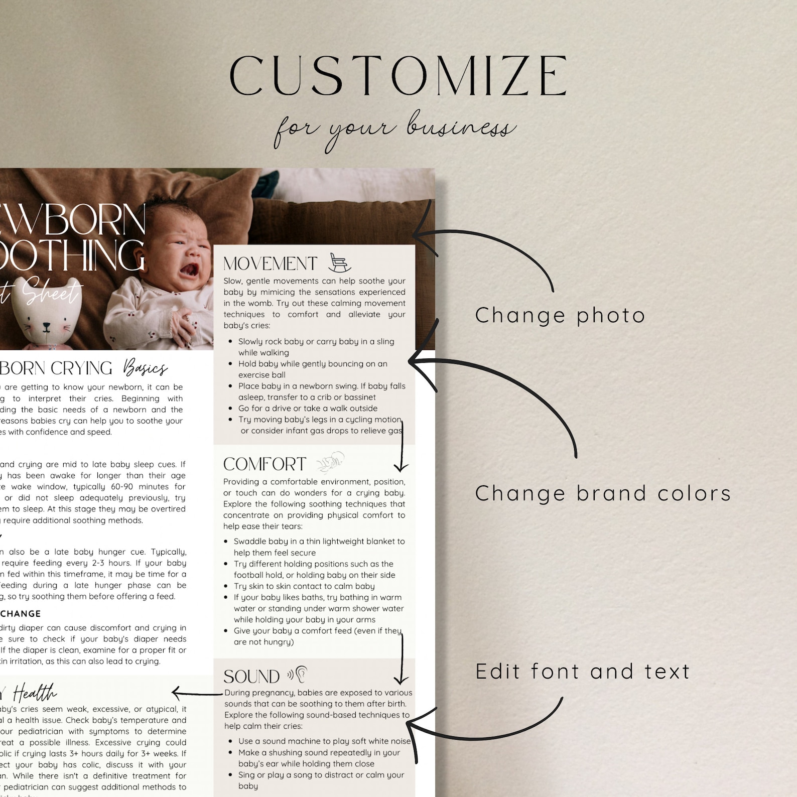 Newborn Soothing Cheat Sheet, Baby Soothing Guide, How to Soothe Baby ...