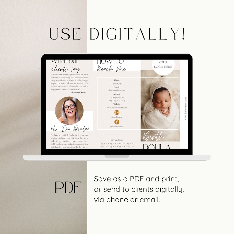 Birth Doula Brochure, Doula Trifold Brochure, Doula Brochure Template ...