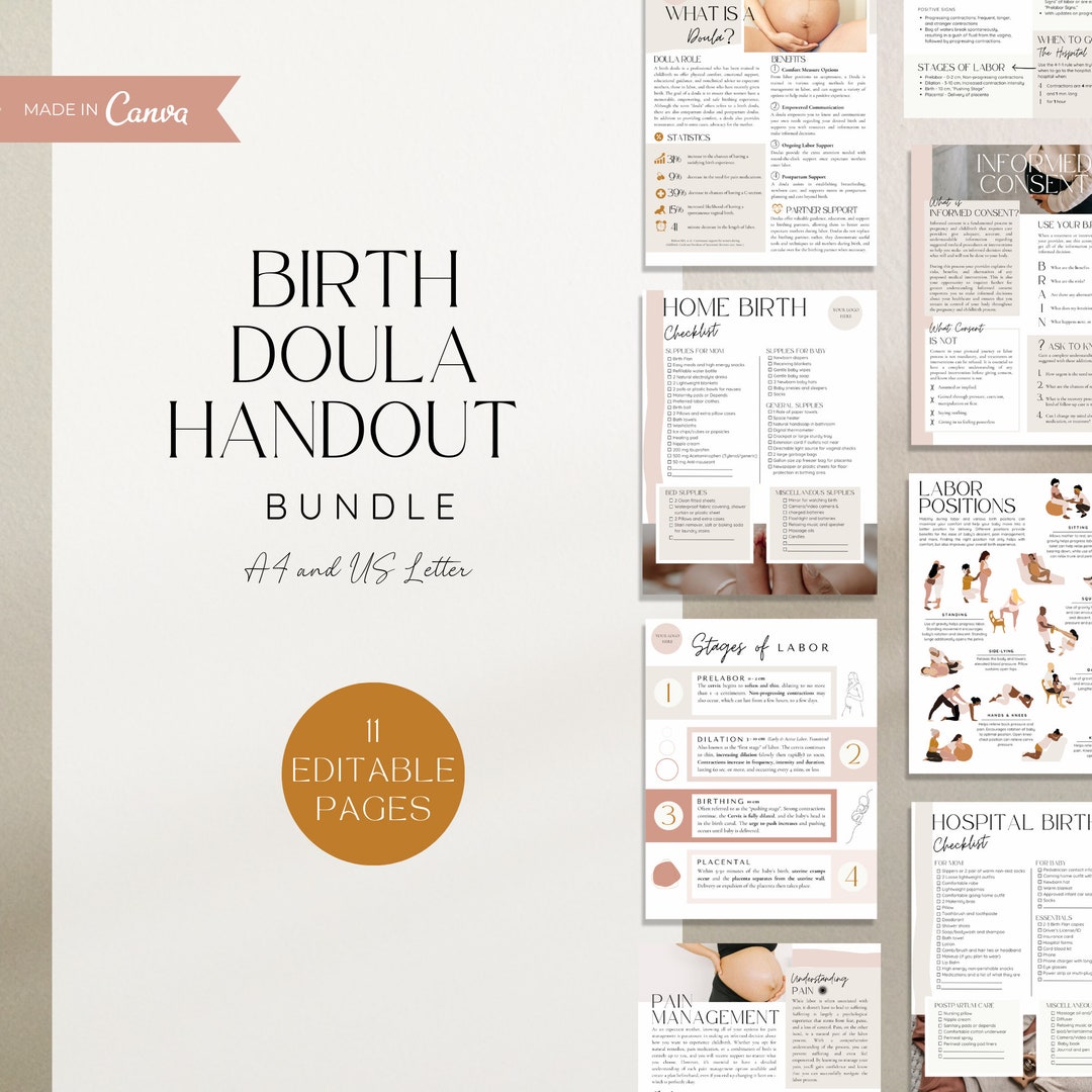 Birth Doula Handout Bundle Birth Doula Client Handouts - Etsy