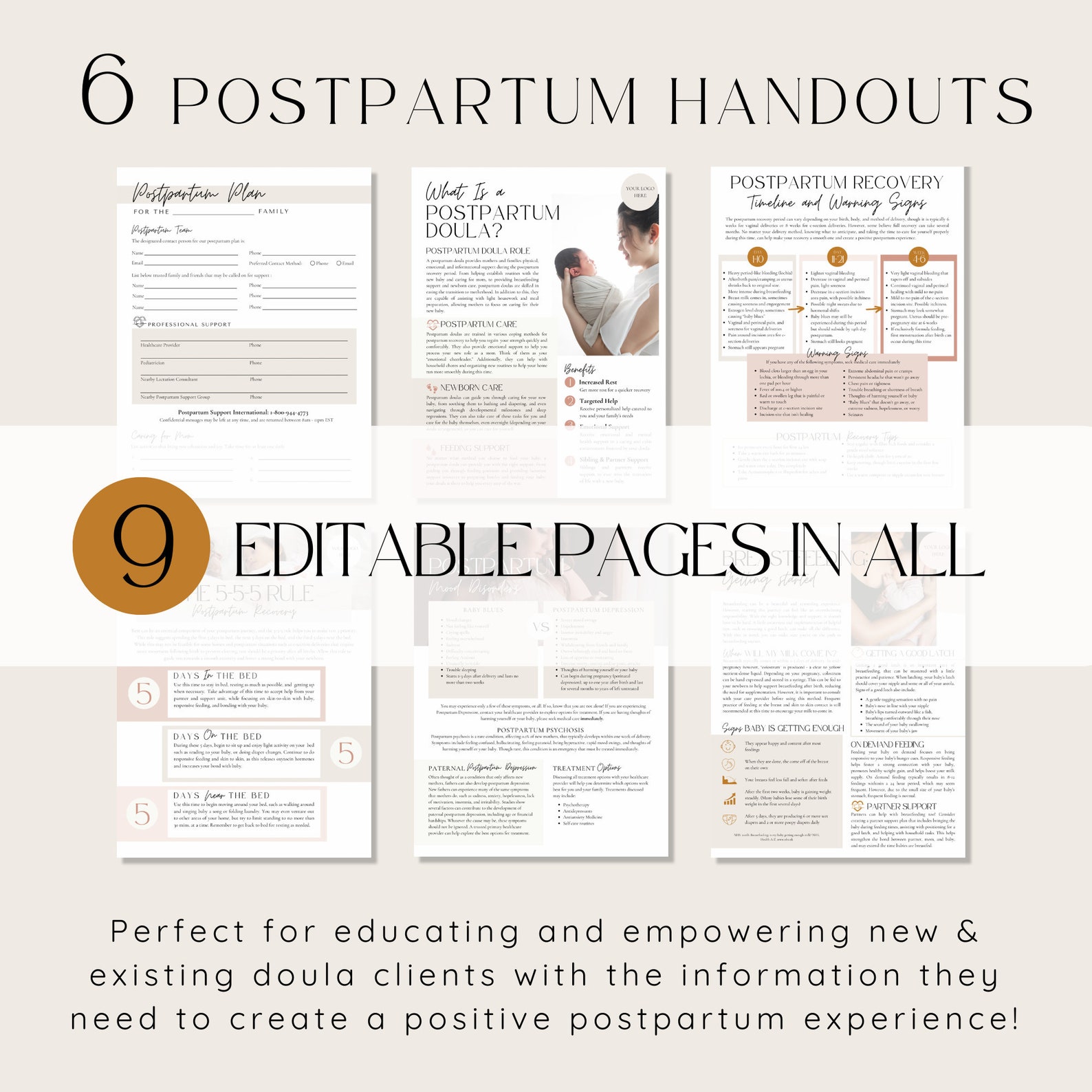 Postpartum Handout Bundle, Postpartum Doula Handouts, Postpartum ...