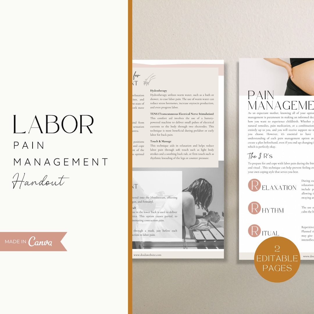 Labor Pain Management Handout, Natural Pain Management, Labor Pain ...