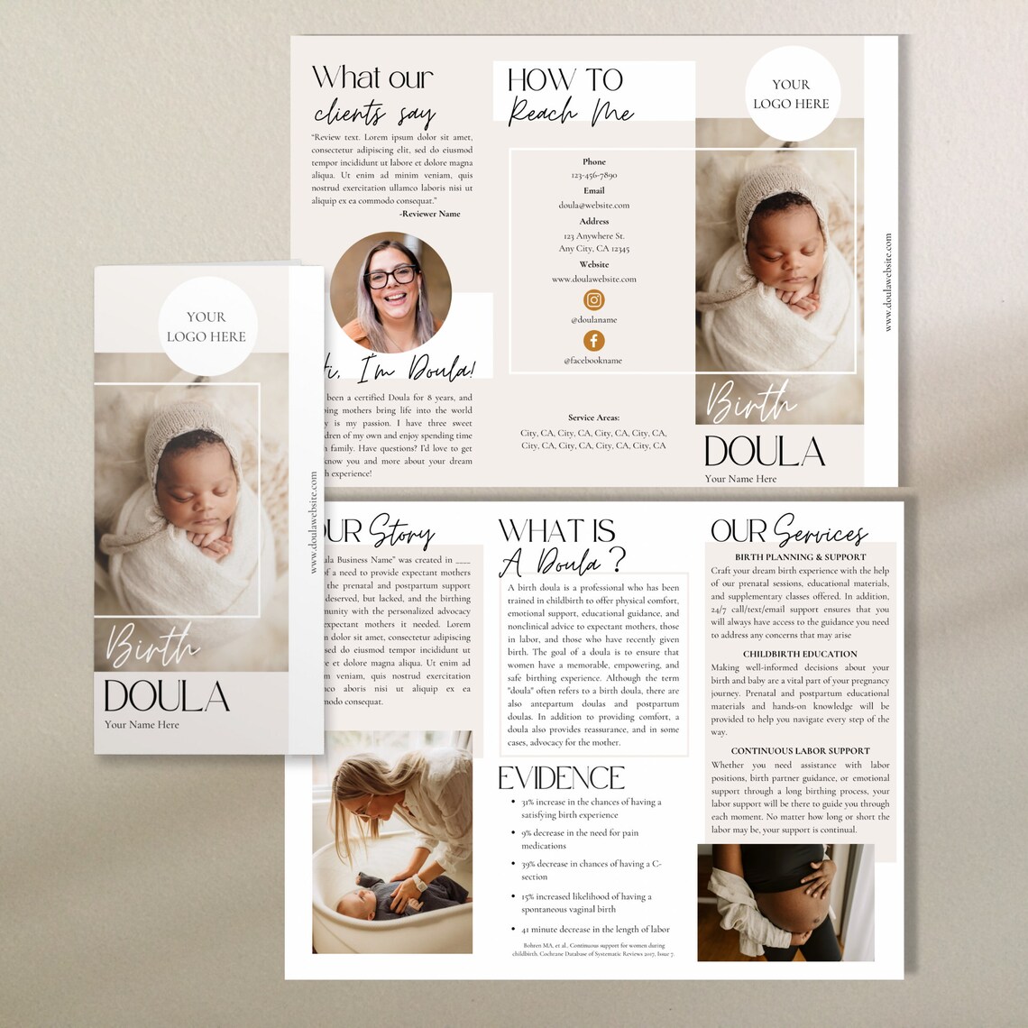 Birth Doula Brochure, Doula Trifold Brochure, Doula Brochure Template ...